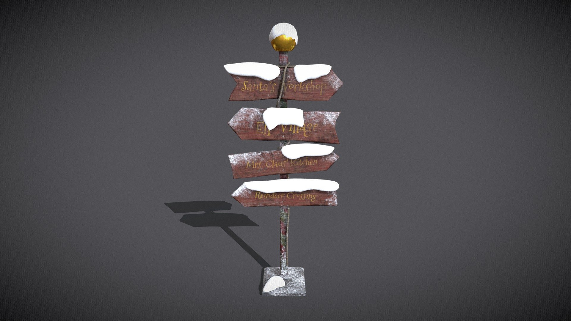 Santa's Village Directional Post - Buy Royalty Free 3D model by ...