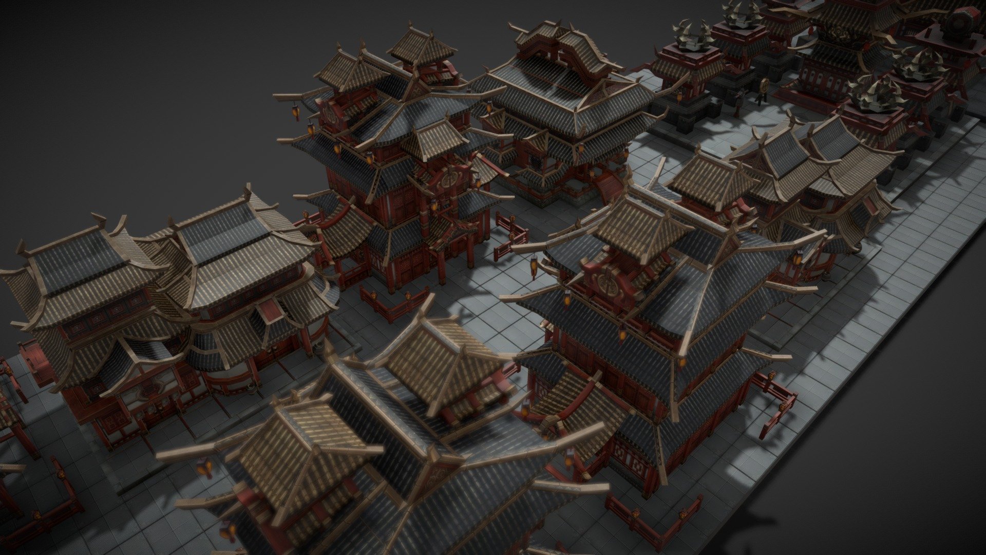 Low poly Chinese style architectural Game assets - Buy Royalty Free 3D ...