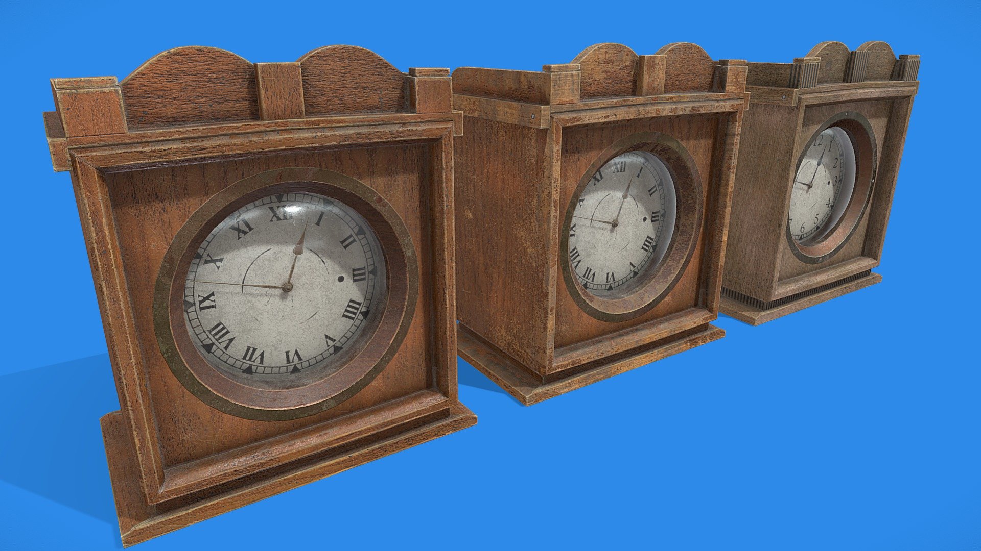 Antique Square Mantel Clocks Type C - Download Free 3D model by Mad ...