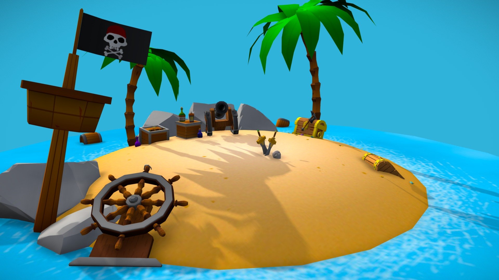 Pirate Island - Low Poly - 3D model by CoreySchmid [6eee0ff] - Sketchfab
