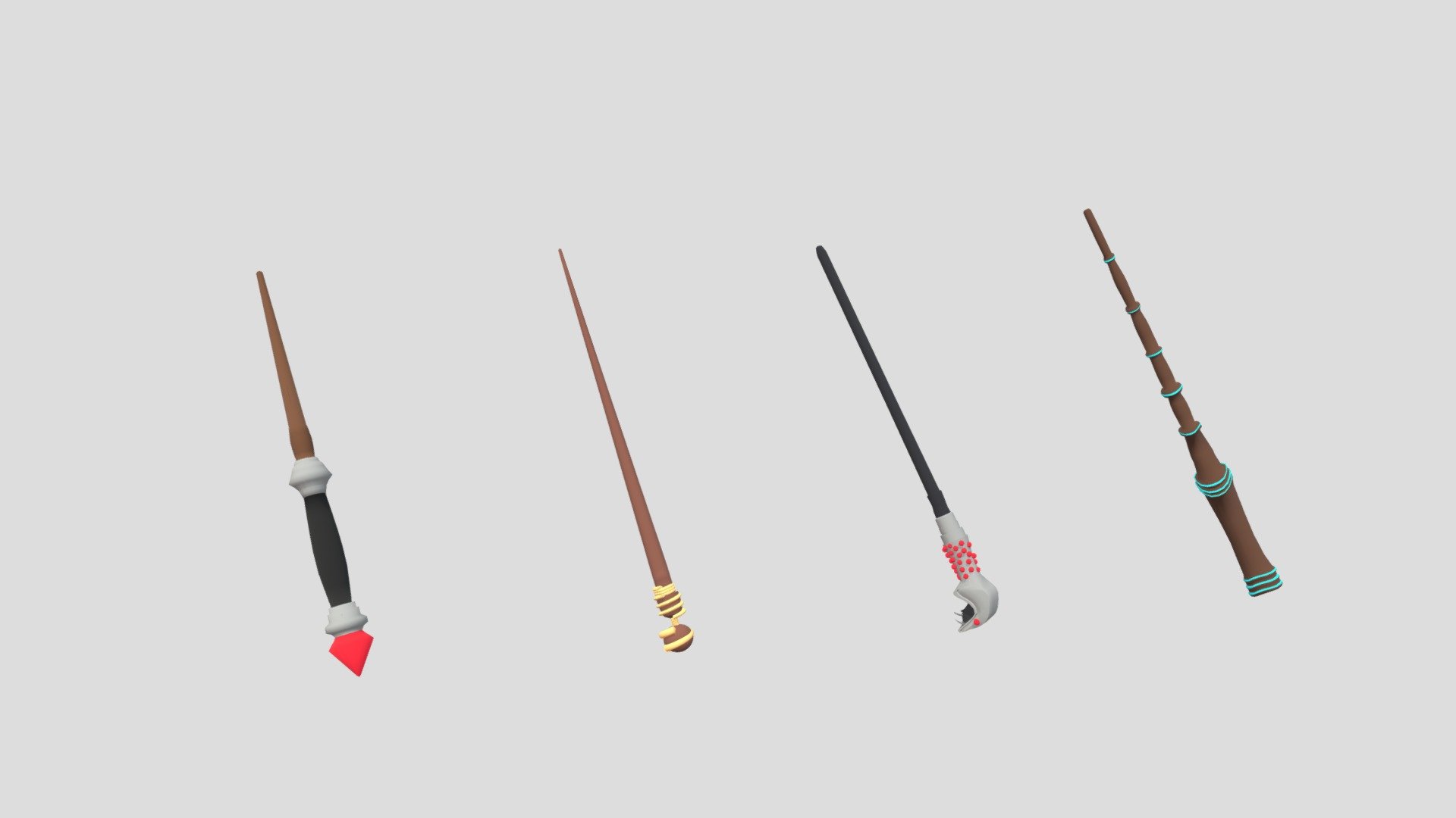 Magical Wands Fantasy Pack (4 Pack) - Download Free 3D model by Ludus Machina Studios ...