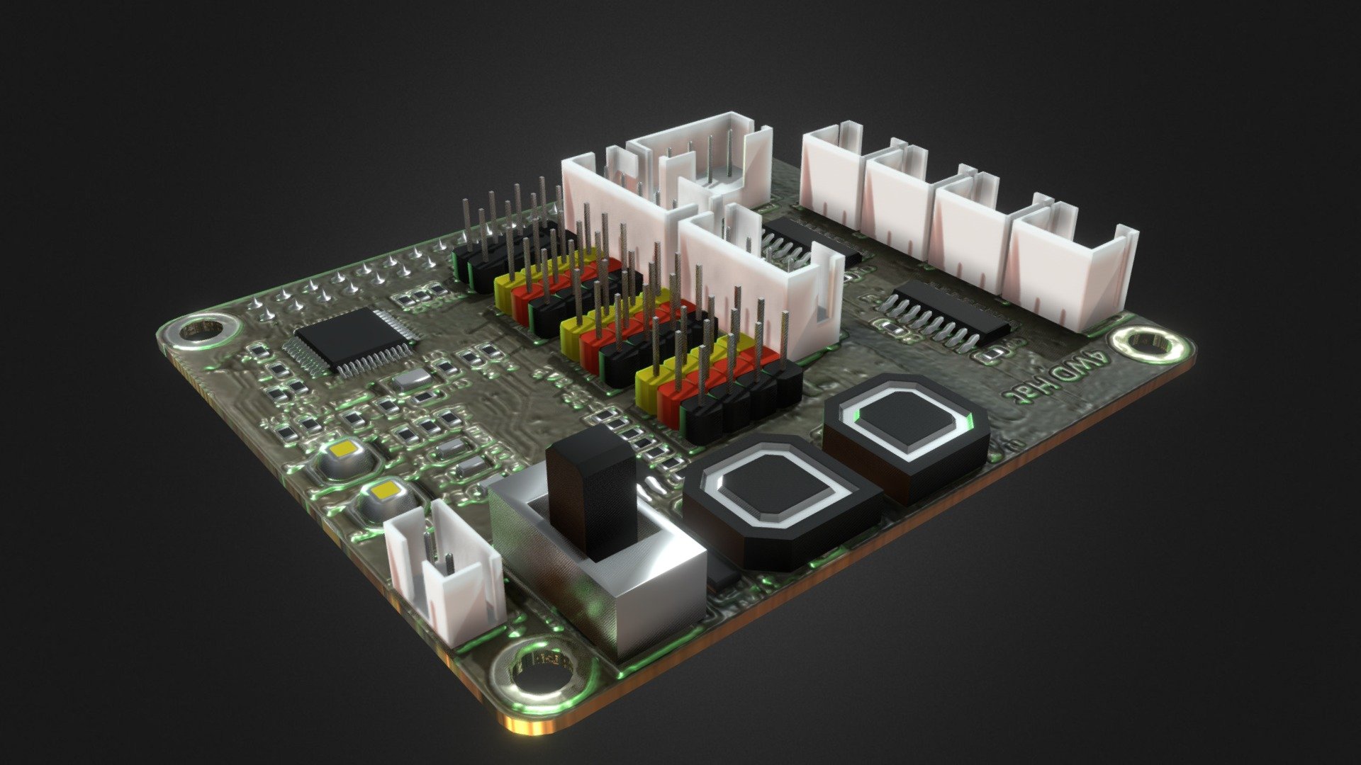 4wd Hat Module For The Raspberry Pi Download Free 3d Model By B
