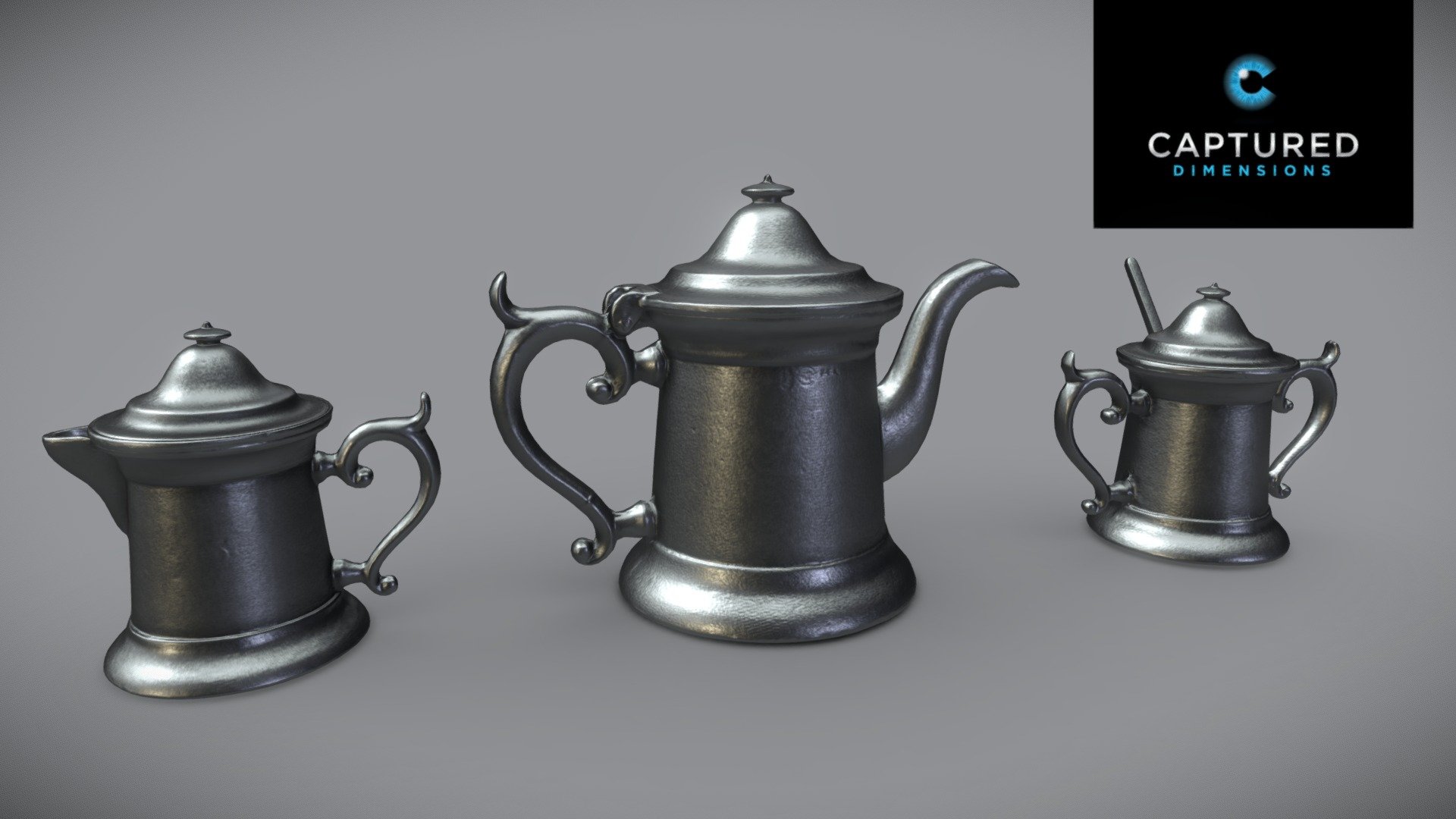 Brushed Metal Vintage Tea Set - Buy Royalty Free 3D model by ...