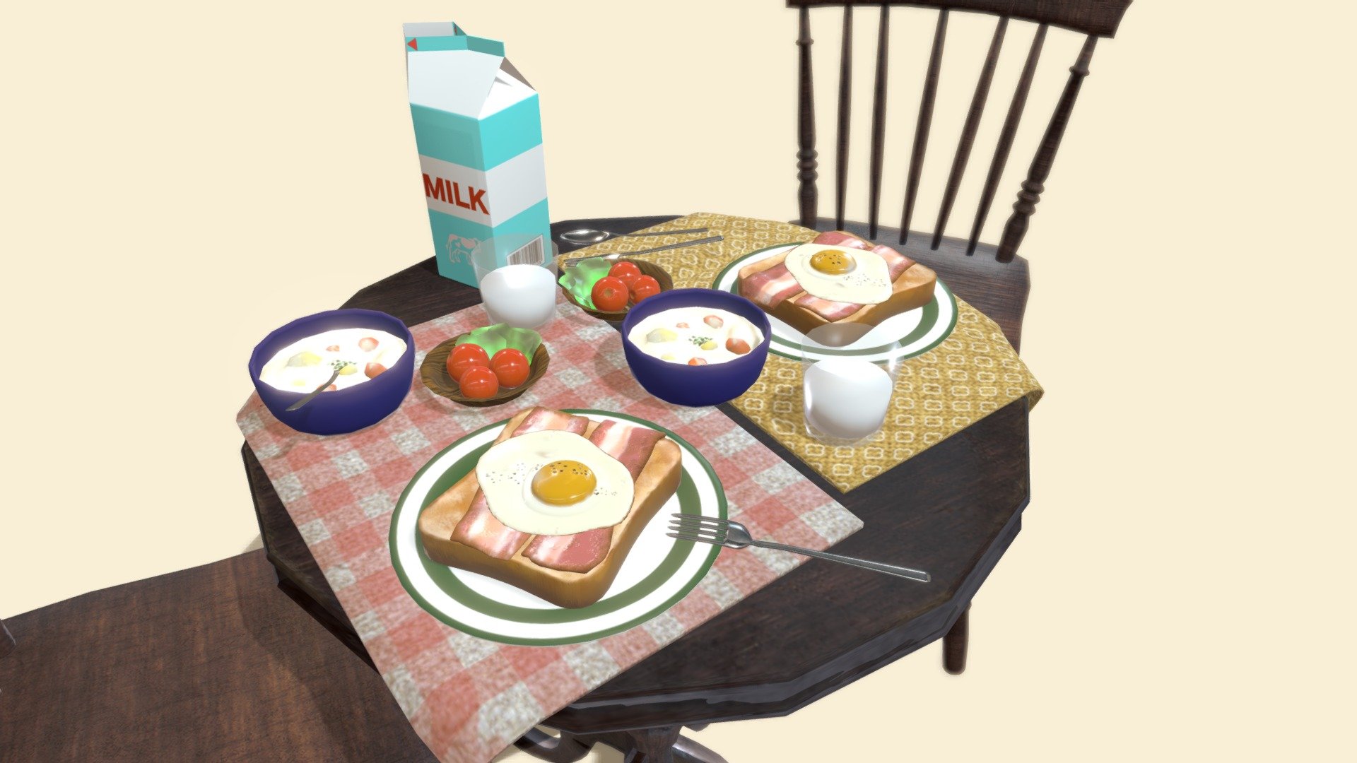 Table and breakfast set - 3D model by Makima (@makima139) [6f05632 ...