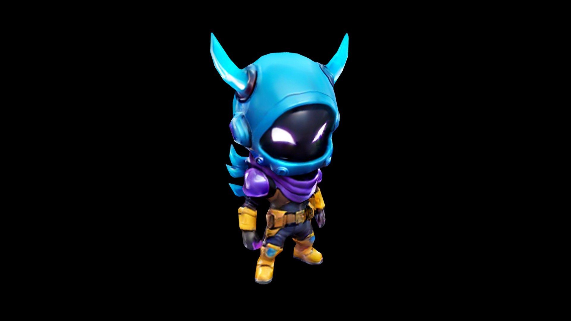"Chibi-style Hero in Vibrant Blue and Gold Attir - Download Free 3D ...