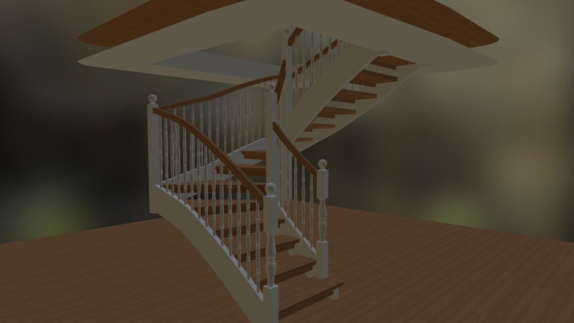 U-trapp rustik eik_vit - 3D model by Flatmo AS (@tretrapp) [6f27747 ...