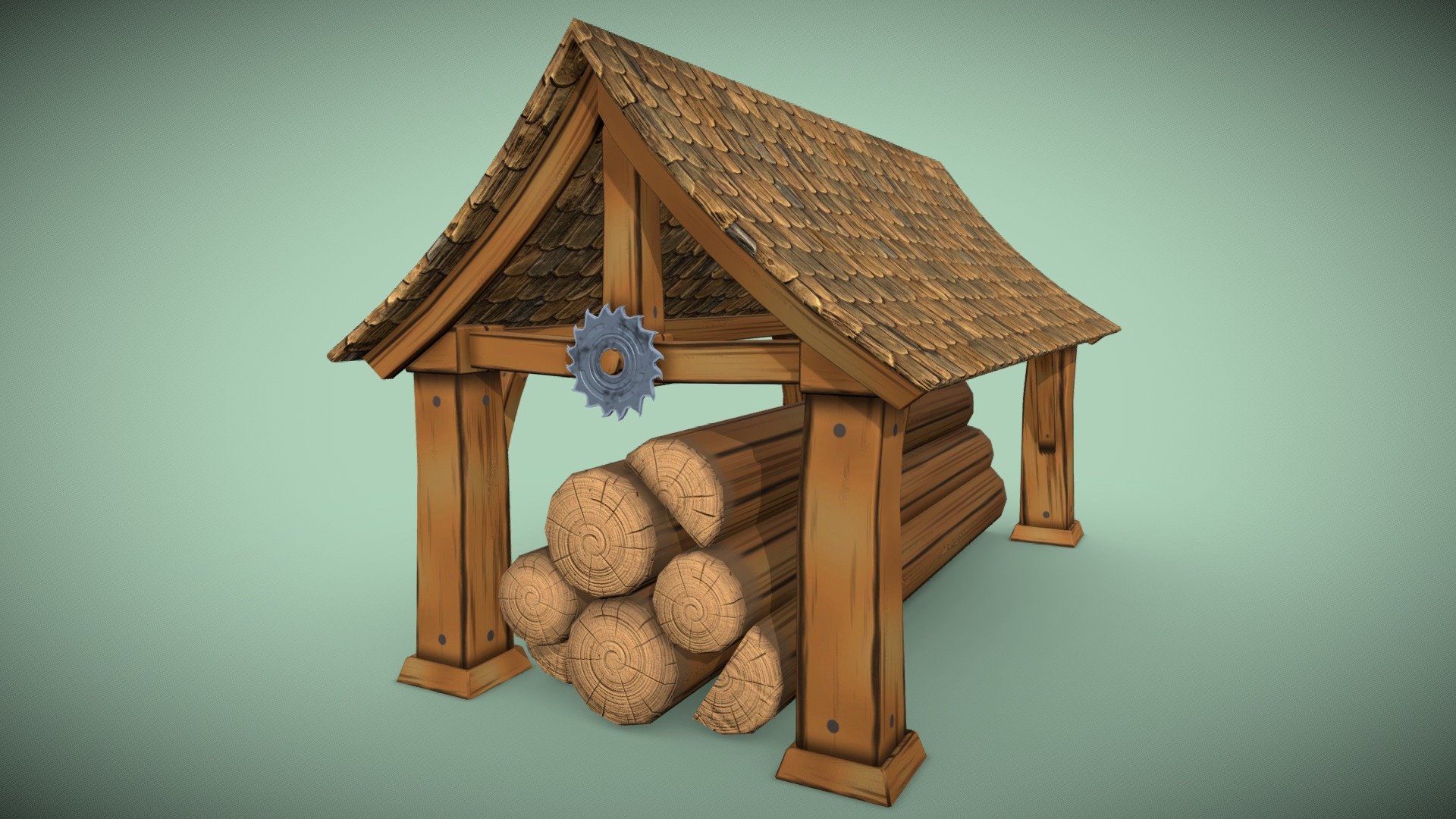 Stylized log shed sawmill PBR game ready Low-pol - Buy Royalty Free 3D ...