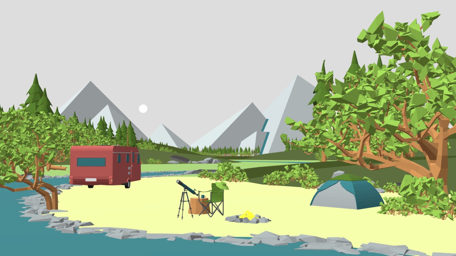 Travel trailer scene, Lowpoly - Download Free 3D model by Nikita ...