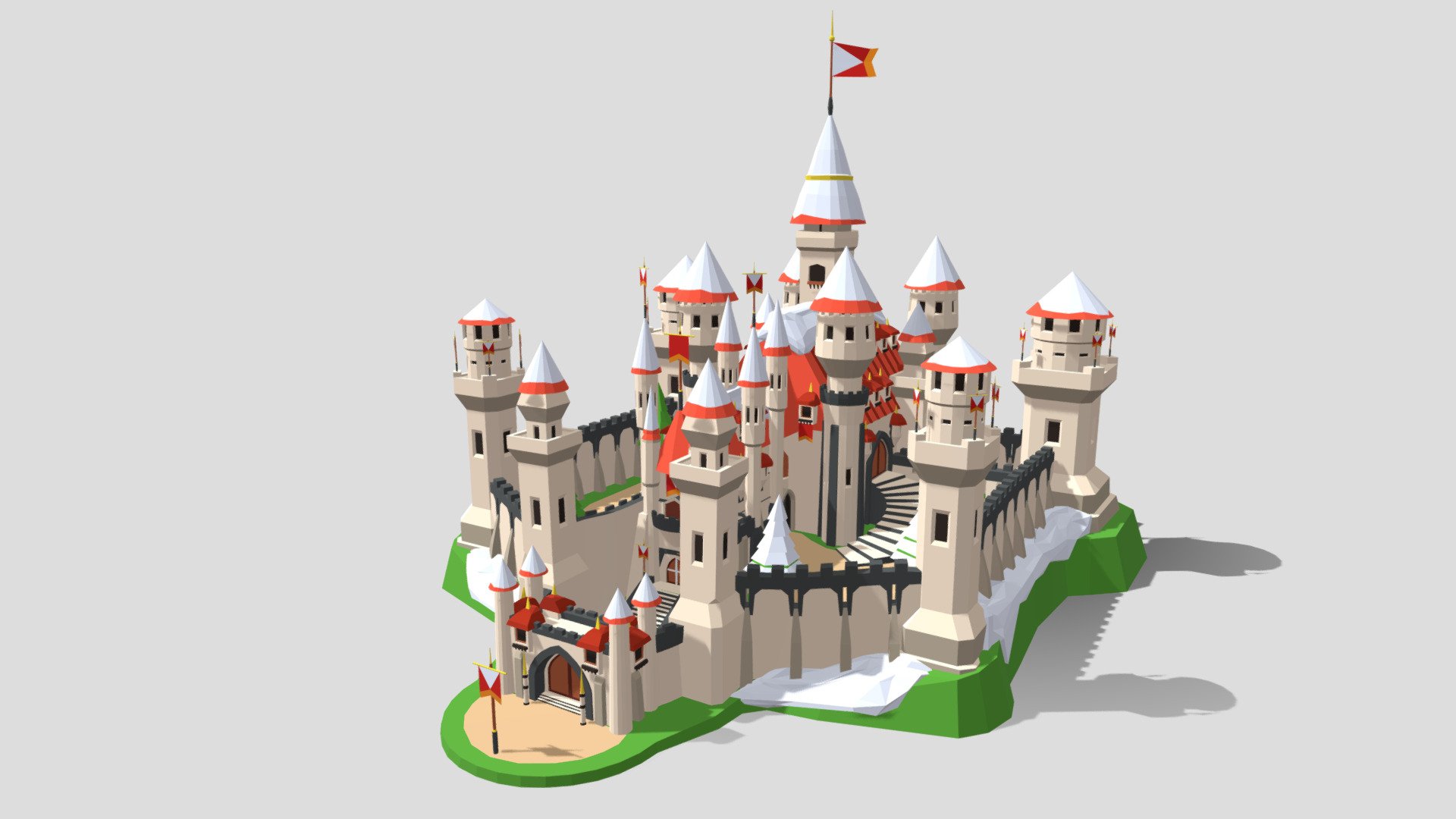 Low poly medieval castle - Download Free 3D model by assetfactory ...