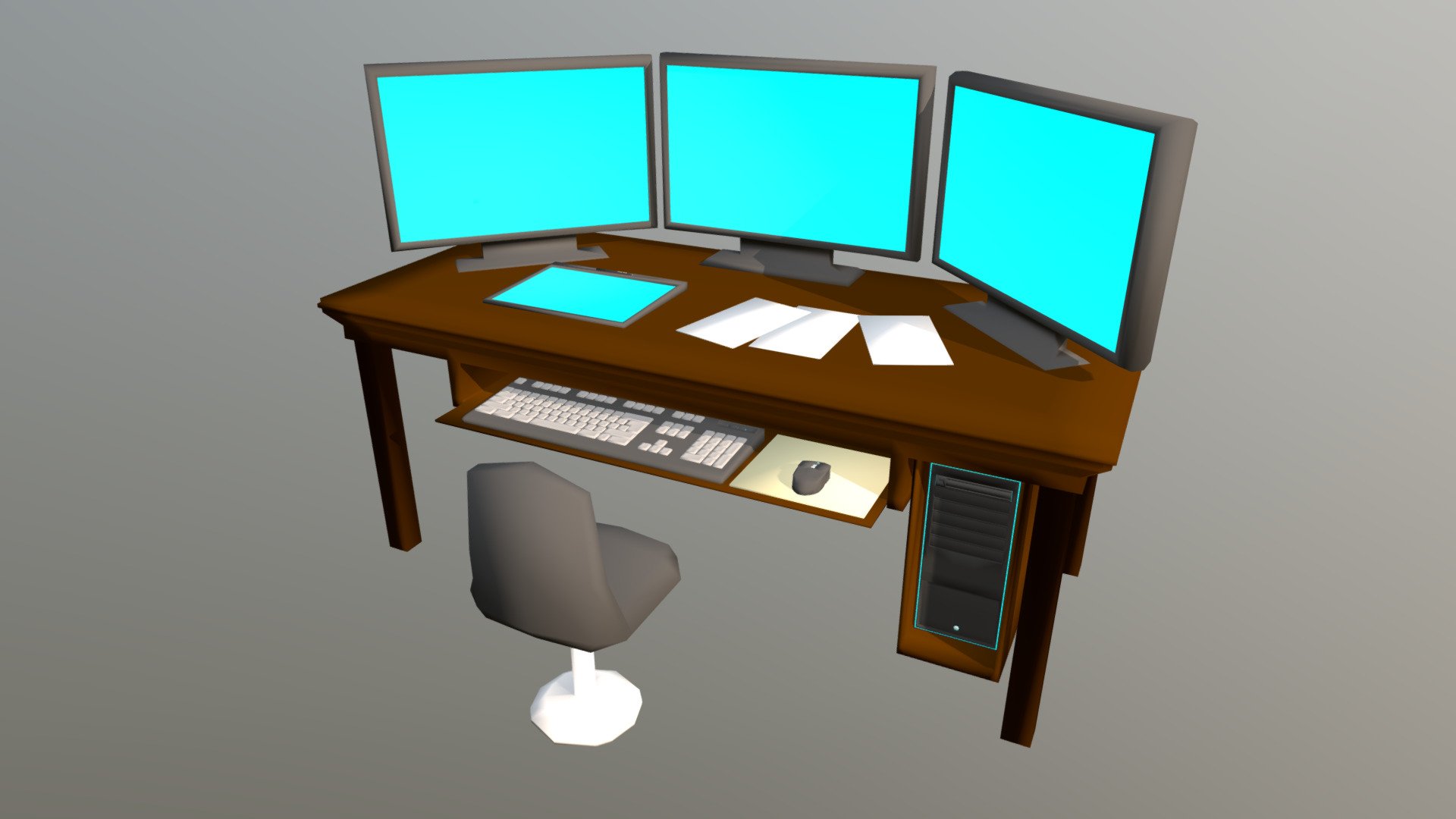 Desk and Computer - 3D model by setolyx [6f50ed2] - Sketchfab