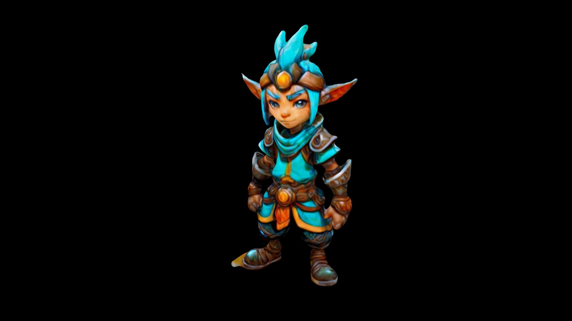 a blue skinned humanoid creature dressed in armo - Download Free 3D ...