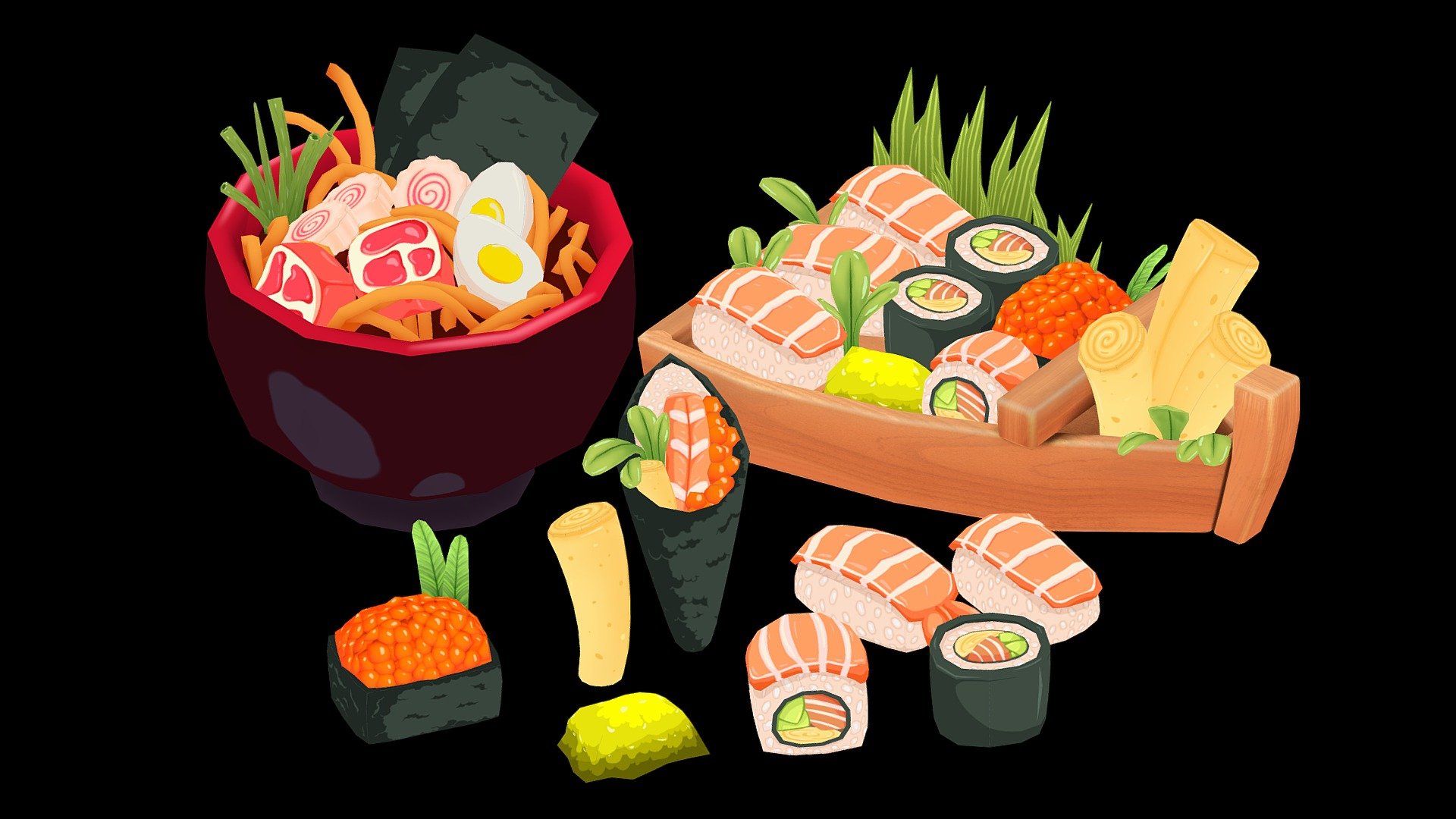 Asian Food - 3D model by ghBanck (@GHB.3DArt) [6f720e1] - Sketchfab