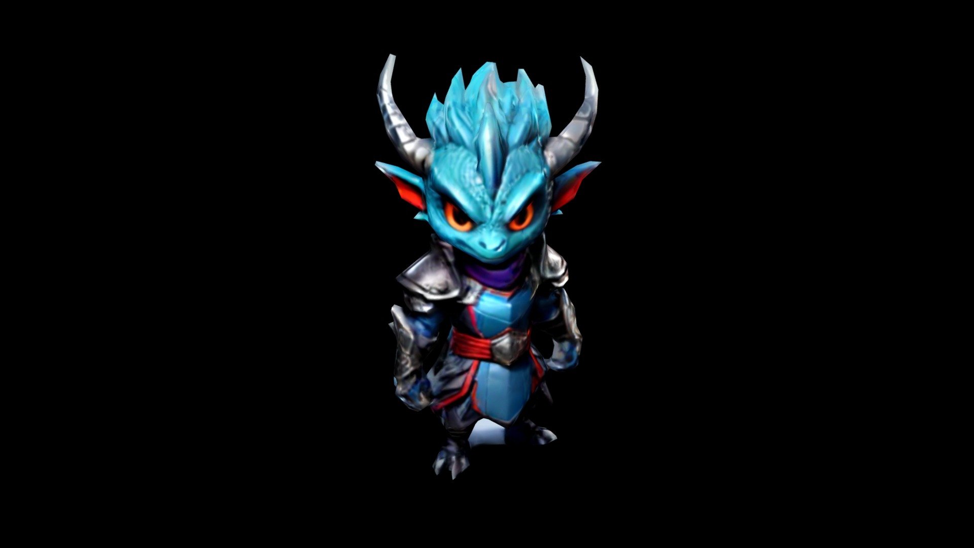 A blue dragon with sharp horns is captured in a - Download Free 3D ...