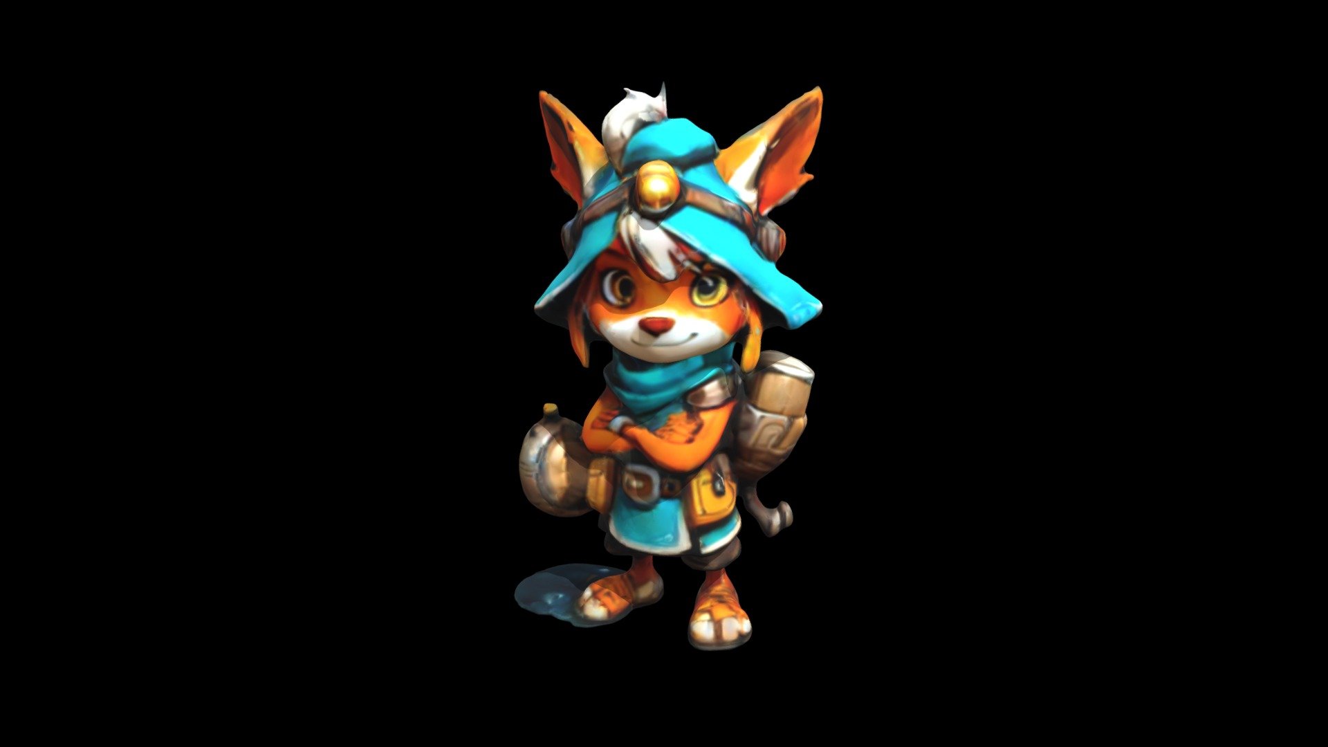 Anime-styled fox with a blue hat and bag, standi - Download Free 3D ...
