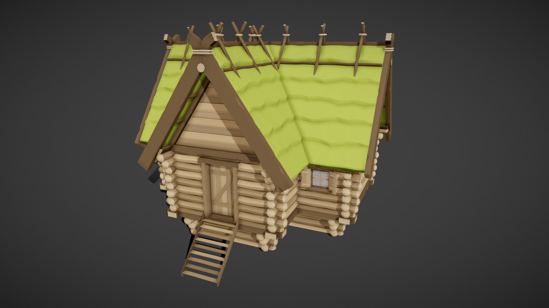 Medieval Village - Low poly log house 1 - 3D model by Nicrom [6f979fb ...