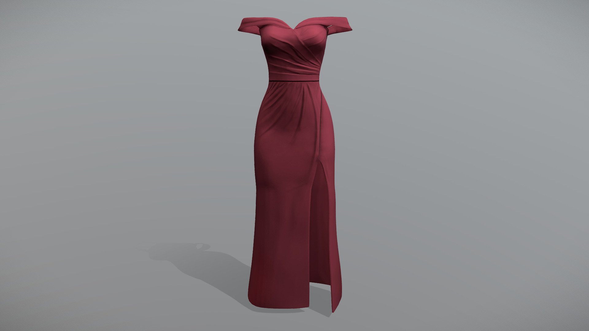 Off Shoulder Thigh Slit Formal Dress - Buy Royalty Free 3D model by ...