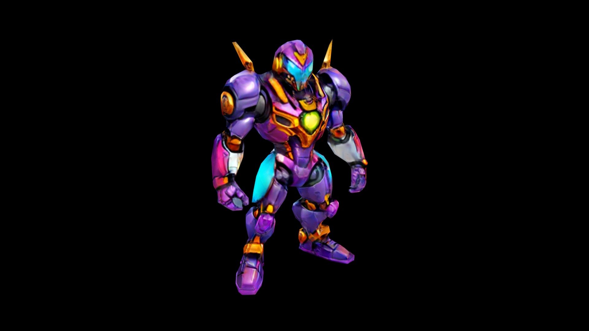 A futuristic purple robot stands tall with dynam - Download Free 3D ...