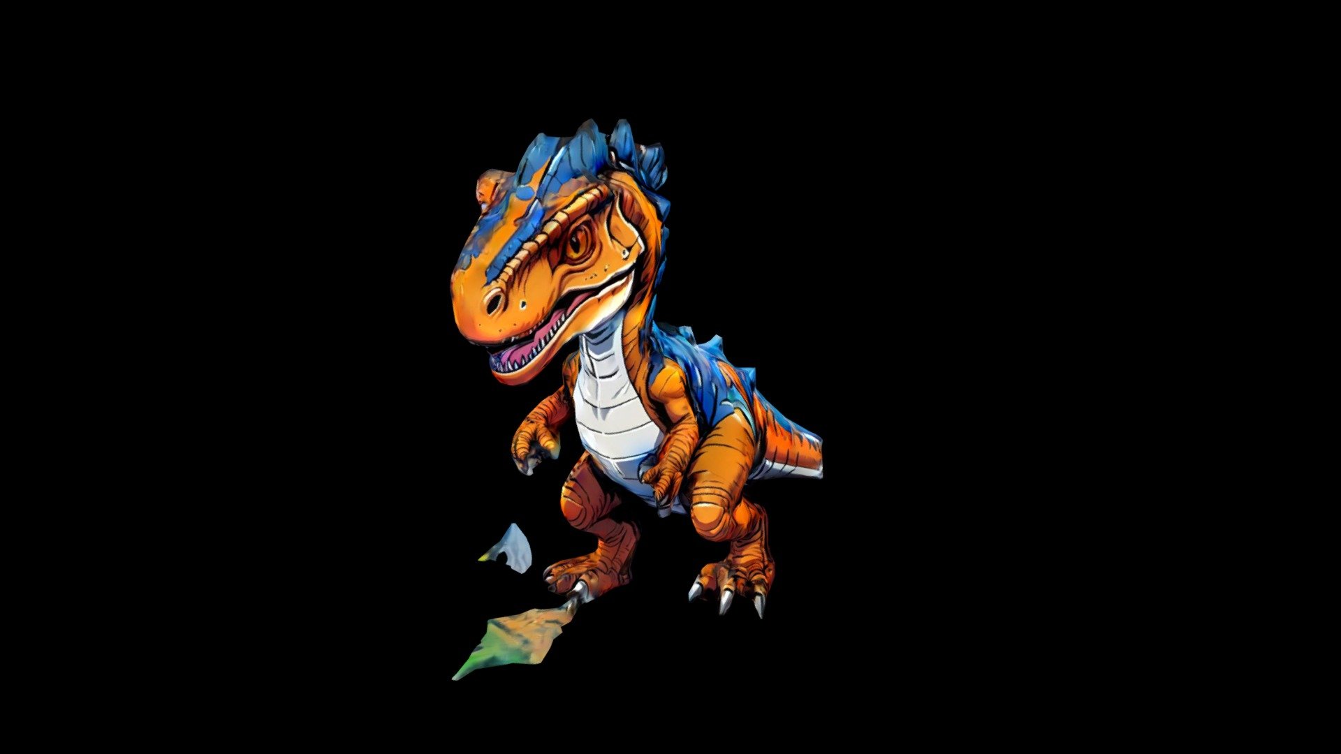 An orange and blue T-Rex with a rocky landscape - Download Free 3D ...