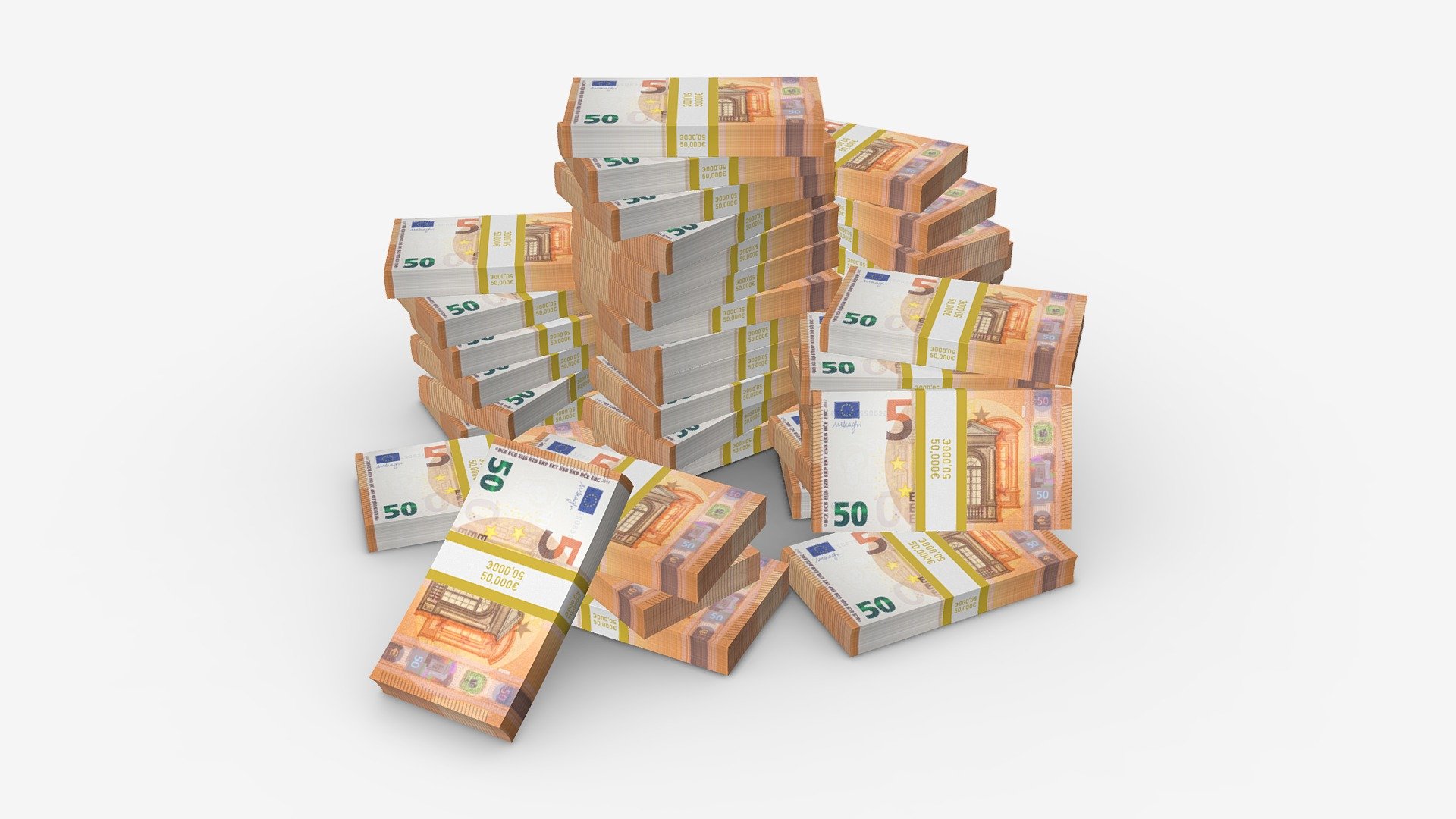 Euro banknote bundles large set - Buy Royalty Free 3D model by HQ3DMOD ...
