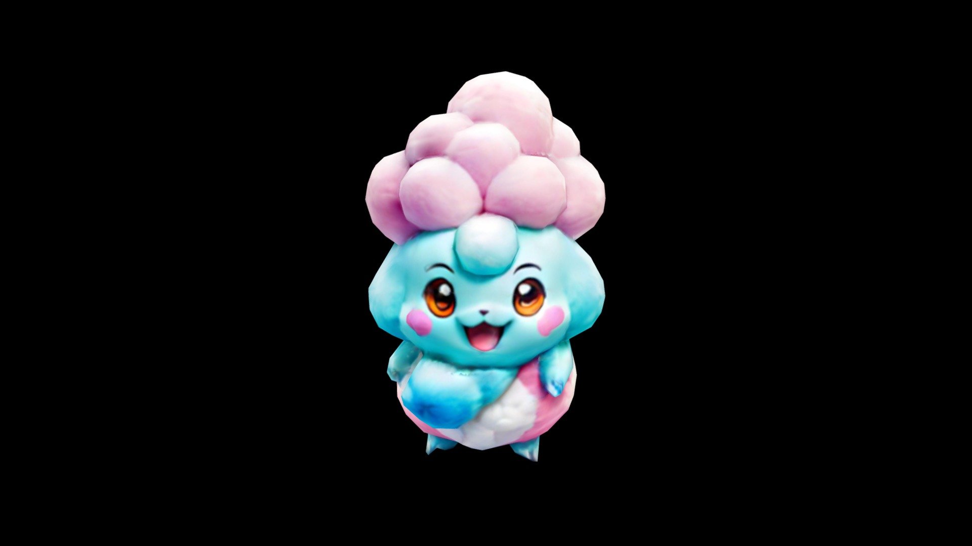 Cute, multi-colored, and fuzzy character with a - Download Free 3D ...