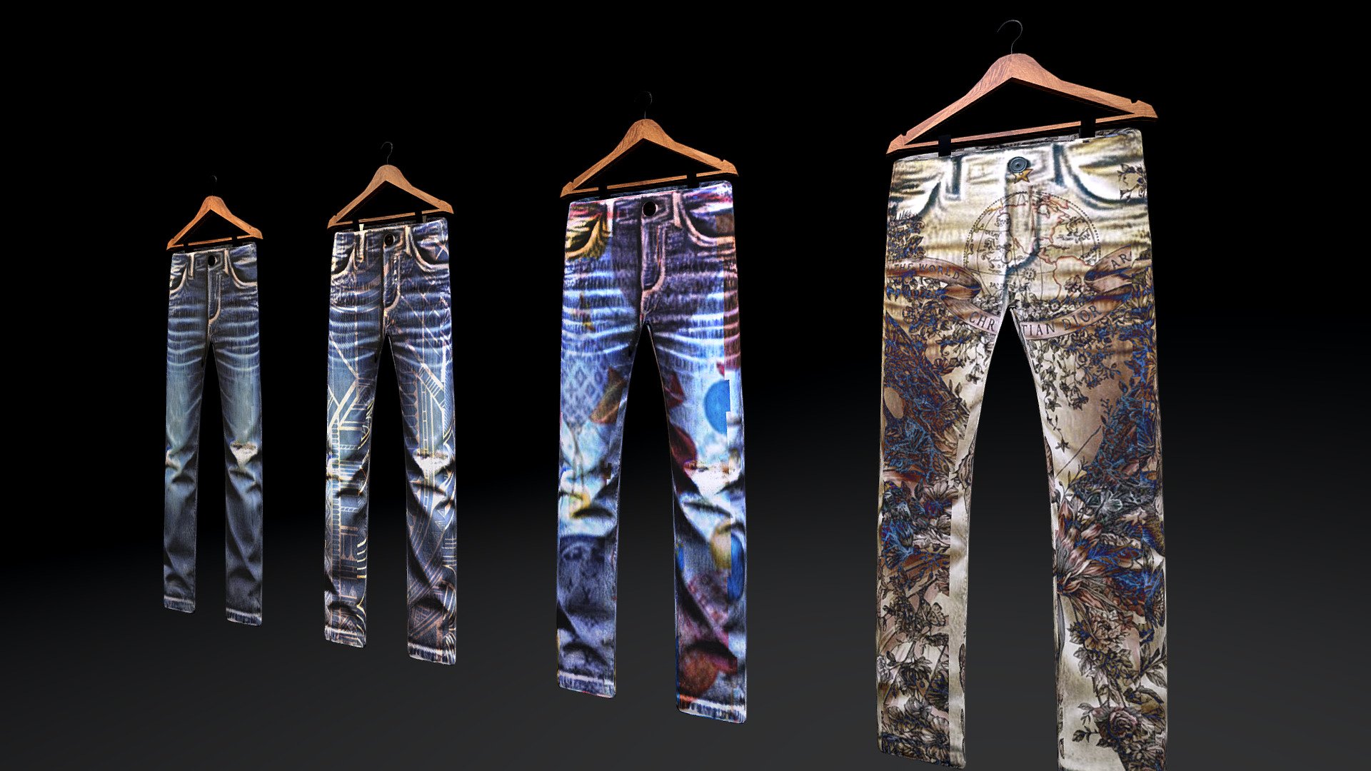 Denim pants (made with IA) + hanger & textures - Download Free 3D model ...