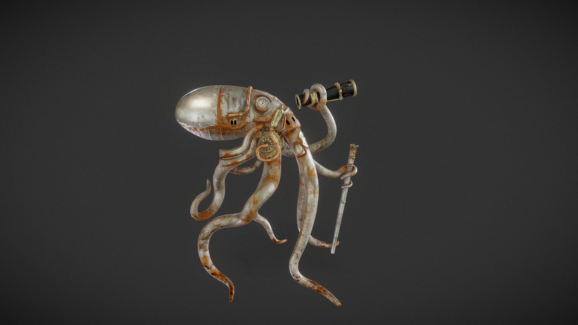 Steampunk Octopus Game-Ready Asset - Download Free 3D model by Tomek ...
