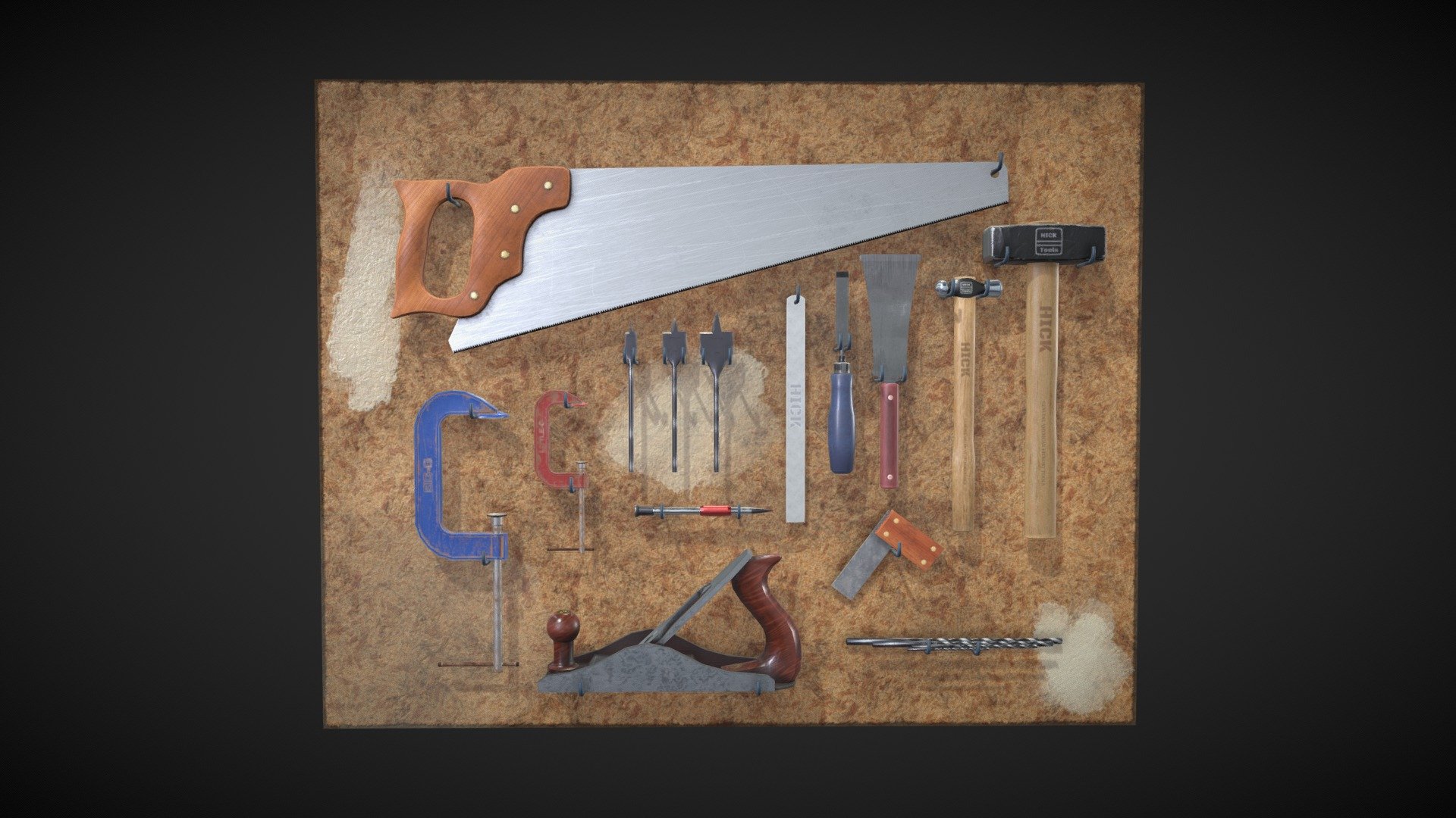 Tool Wall With 18 Game Ready Tools - Buy Royalty Free 3D model by PBR3D ...