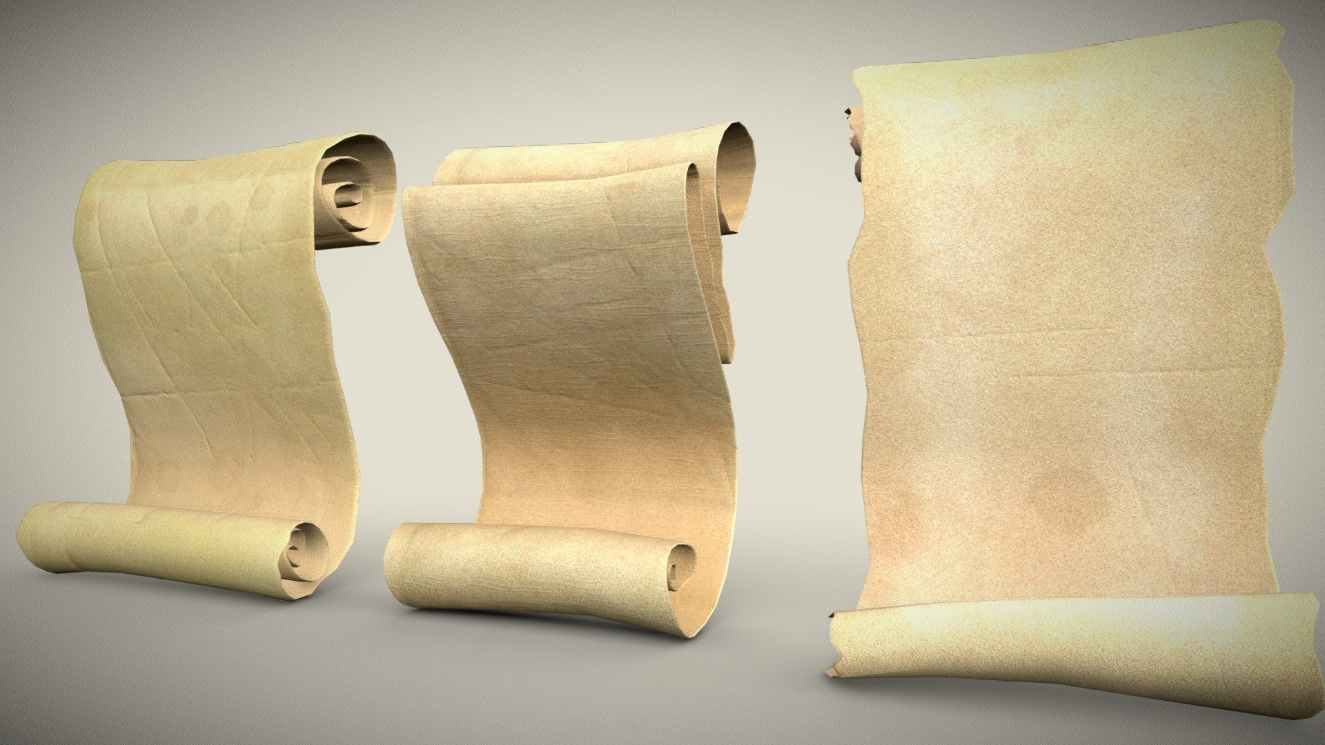Set of three papyrus scrolls Low-poly 3D mod - Buy Royalty Free 3D ...