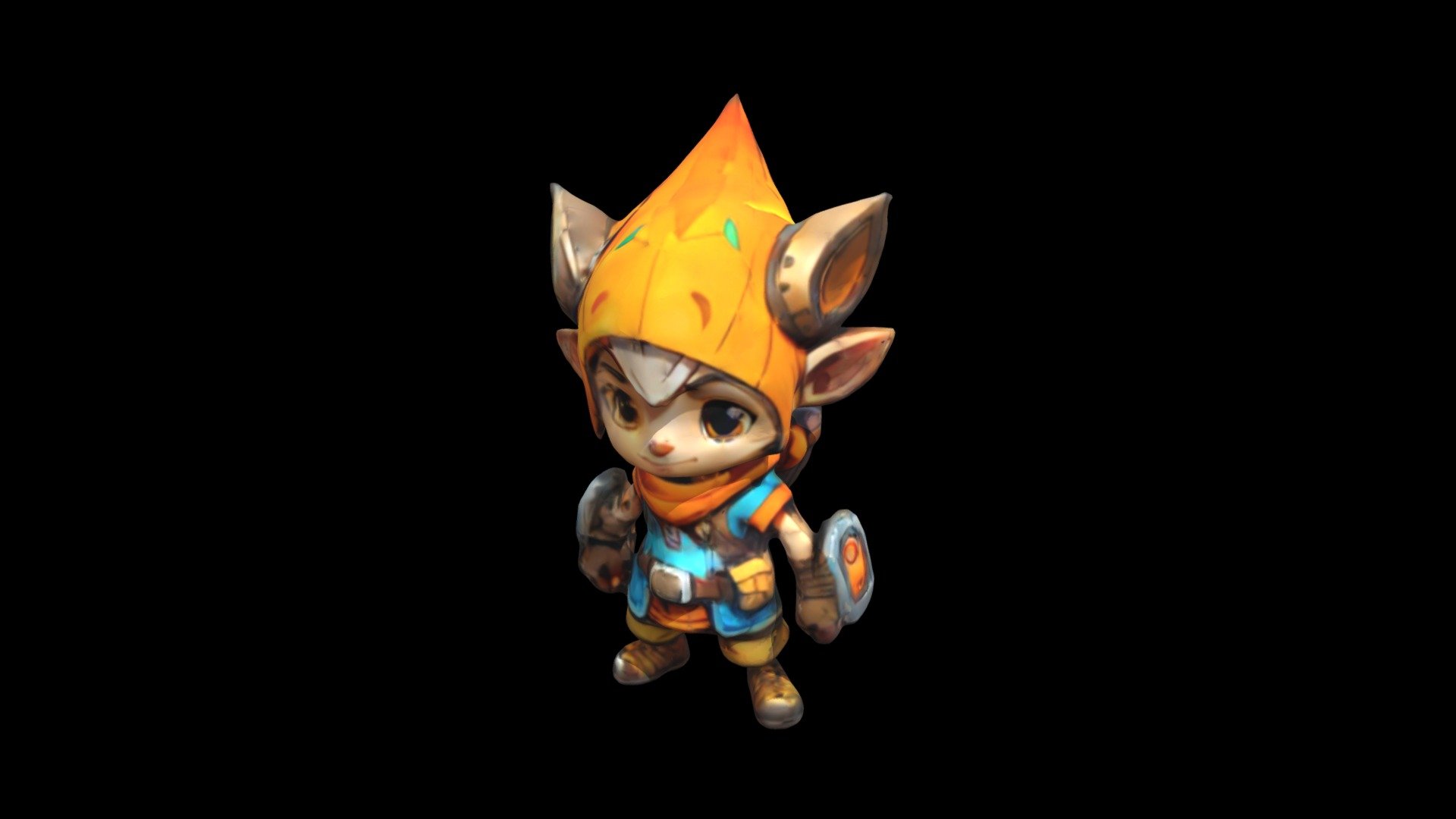 Chibi-style adventurer with pointy ears, a hat, - Download Free 3D ...