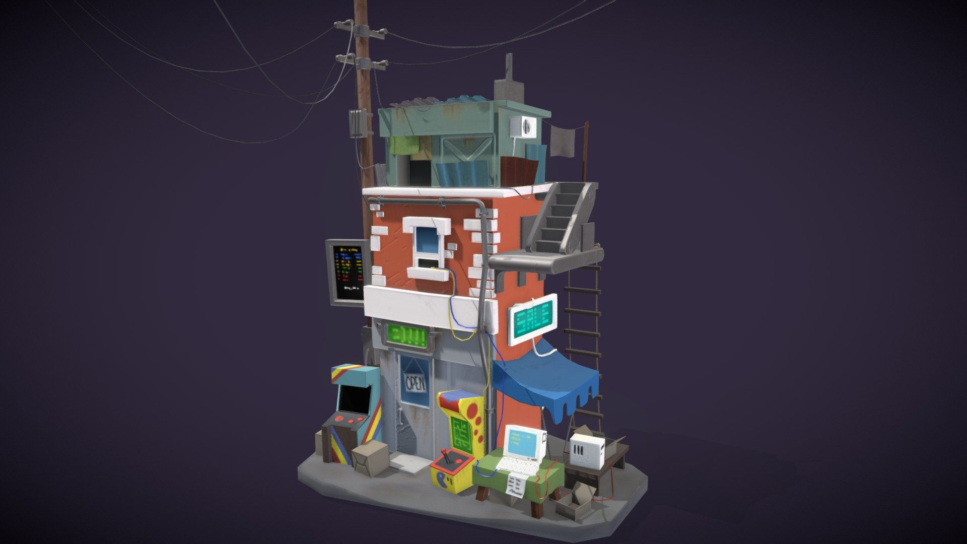 Cyberpunk gamehouse - 3D model by ustimcheg [702613f] - Sketchfab