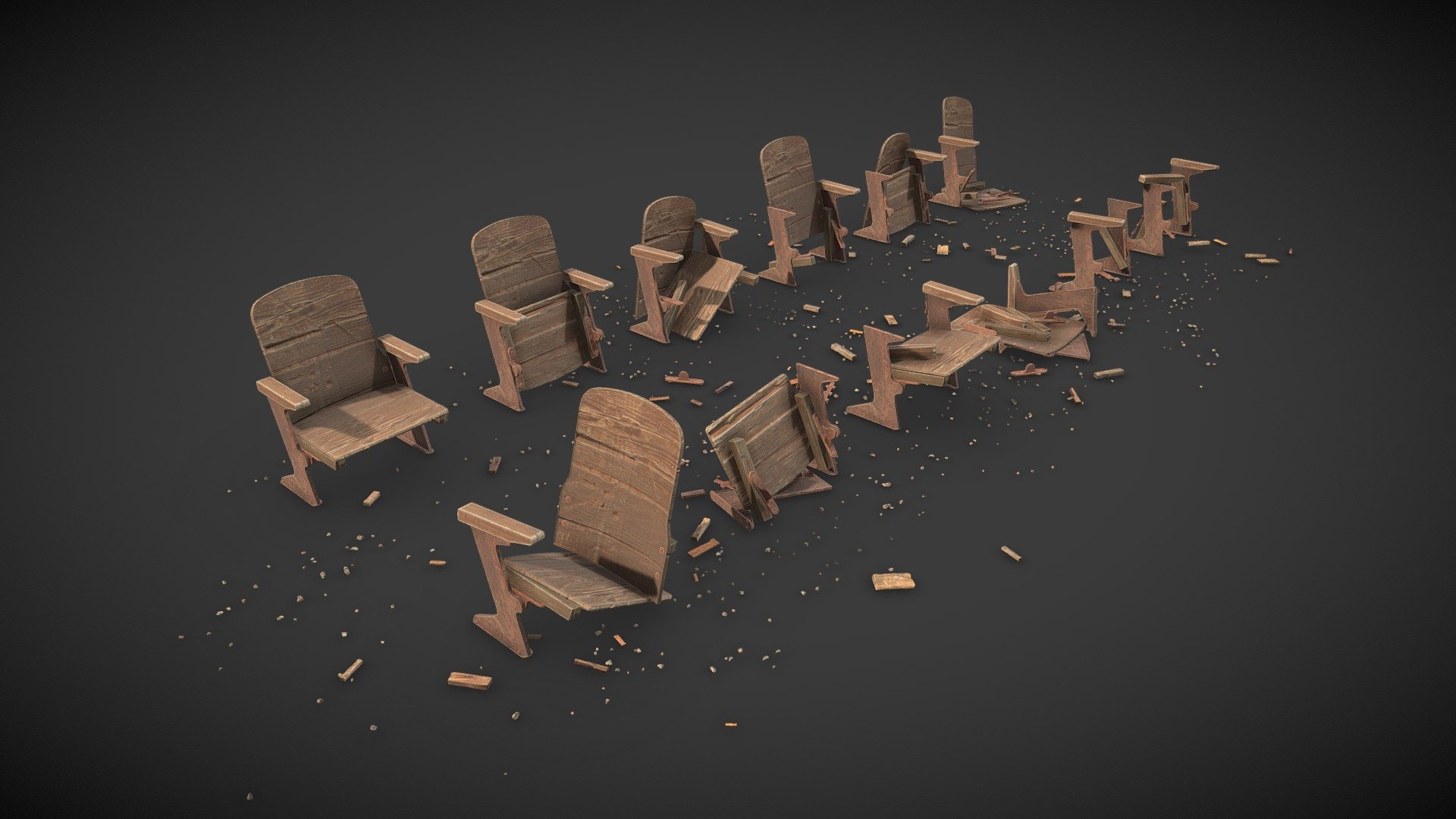 destroyed chairs - 3D model by eNesterov (@nesterovjenya) [7027a91 ...