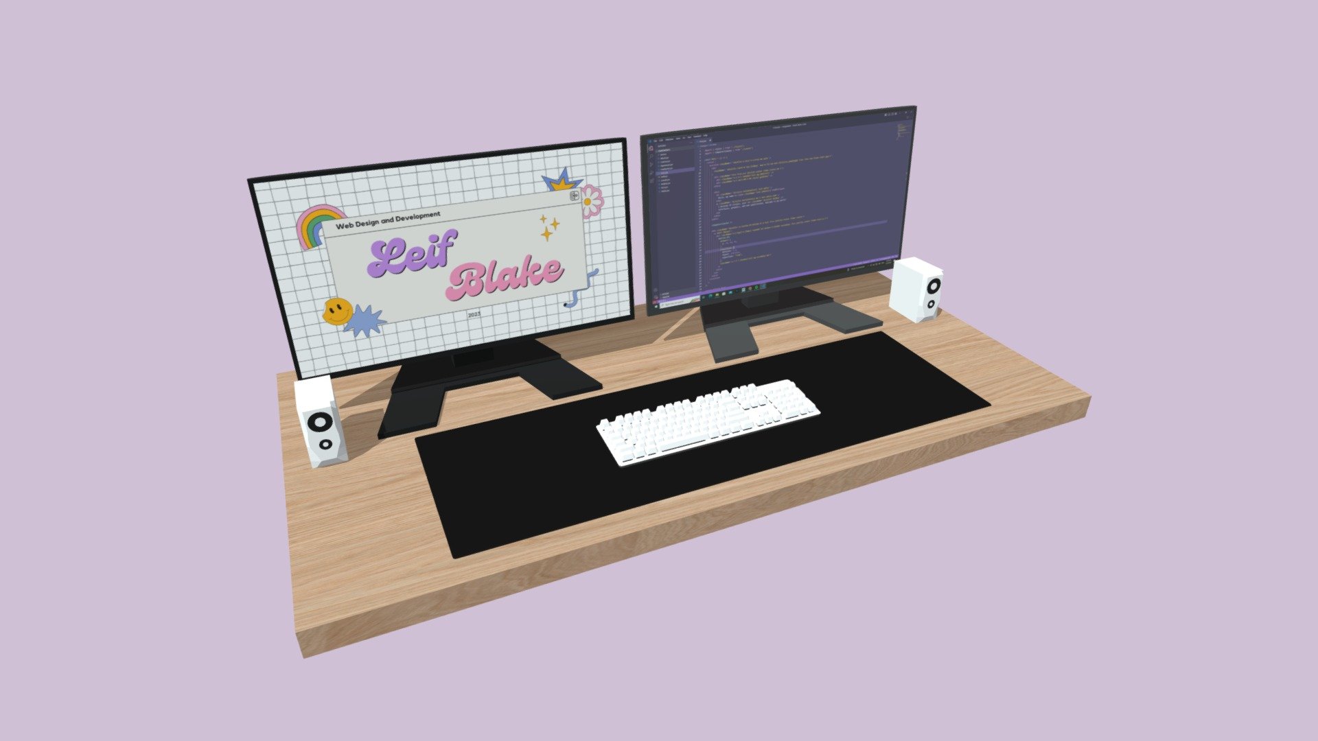 Dual Monitor PC Setup - CGT116 Final Project - Download Free 3D model ...