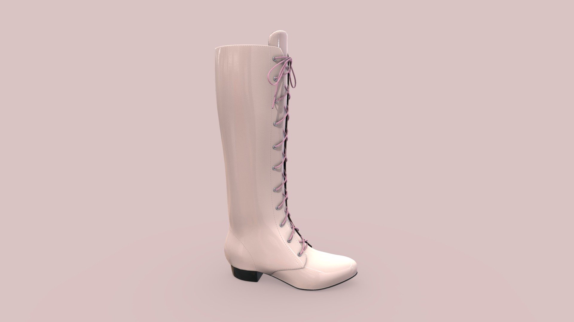 Lace Up Block Heel Calf Go Go Calf Boots - Buy Royalty Free 3D model by ...