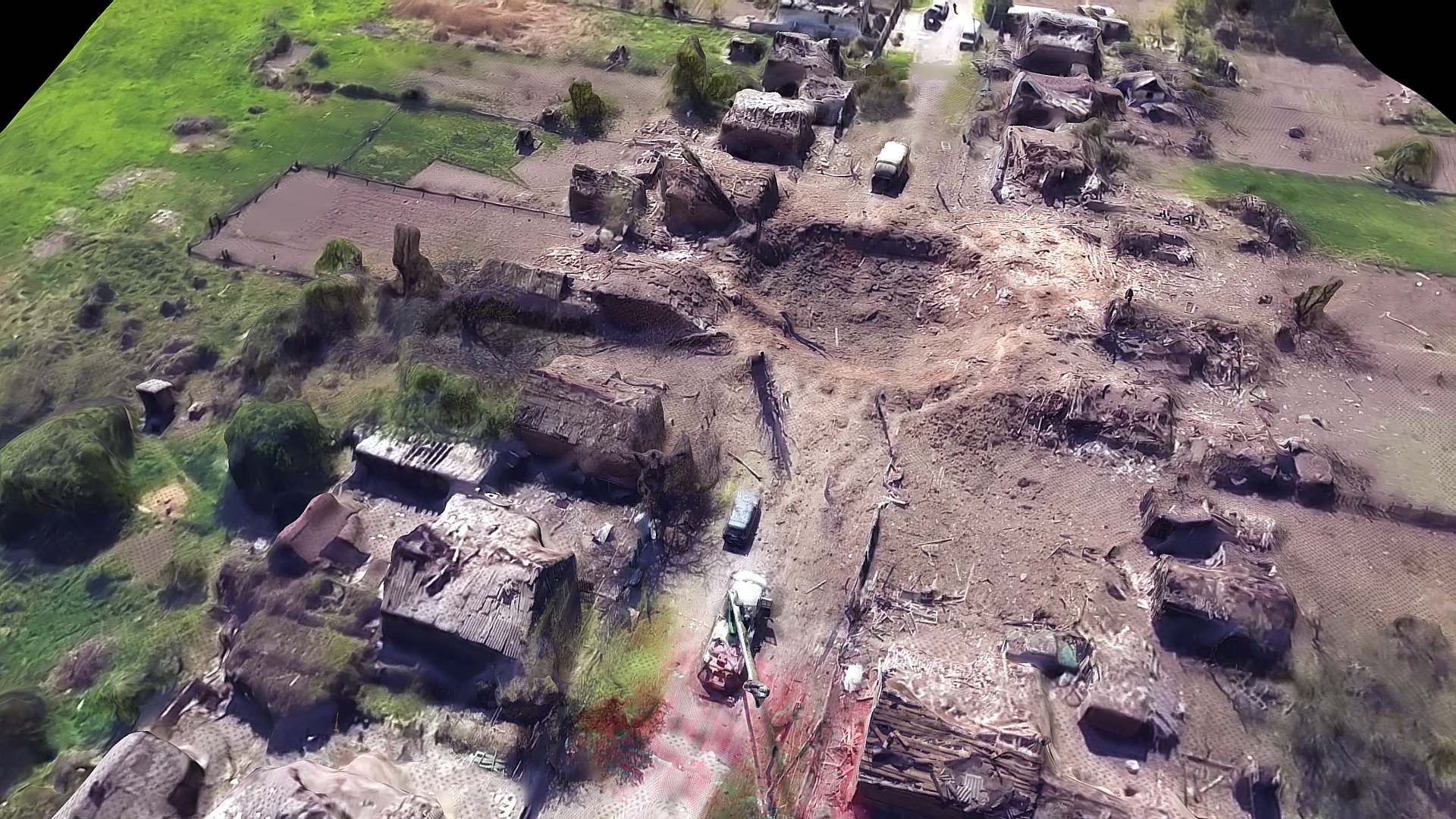 Destructed Houses, Road Bomb, Bakhmut Ukraine - Buy Royalty Free 3D ...