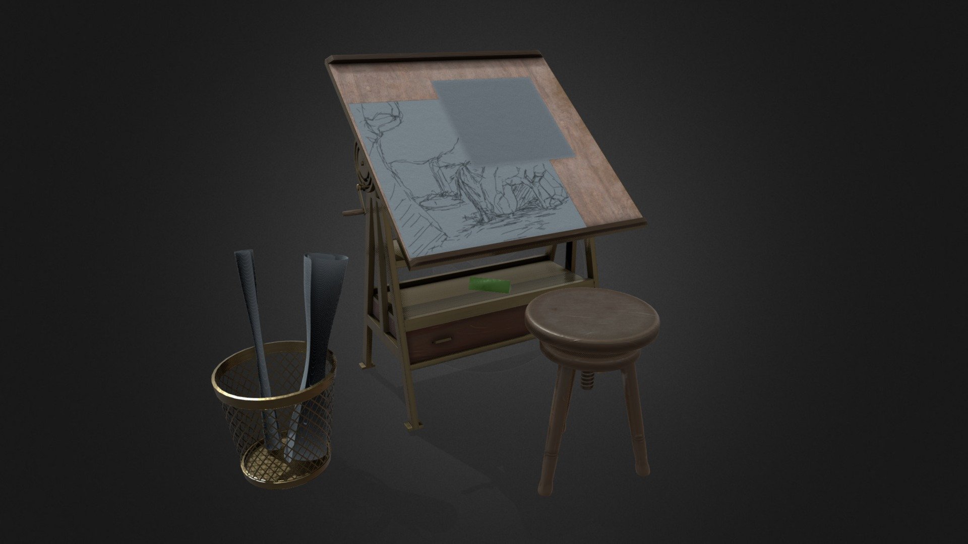 Work corner - 3D model by coconutkaos [70927b9] - Sketchfab