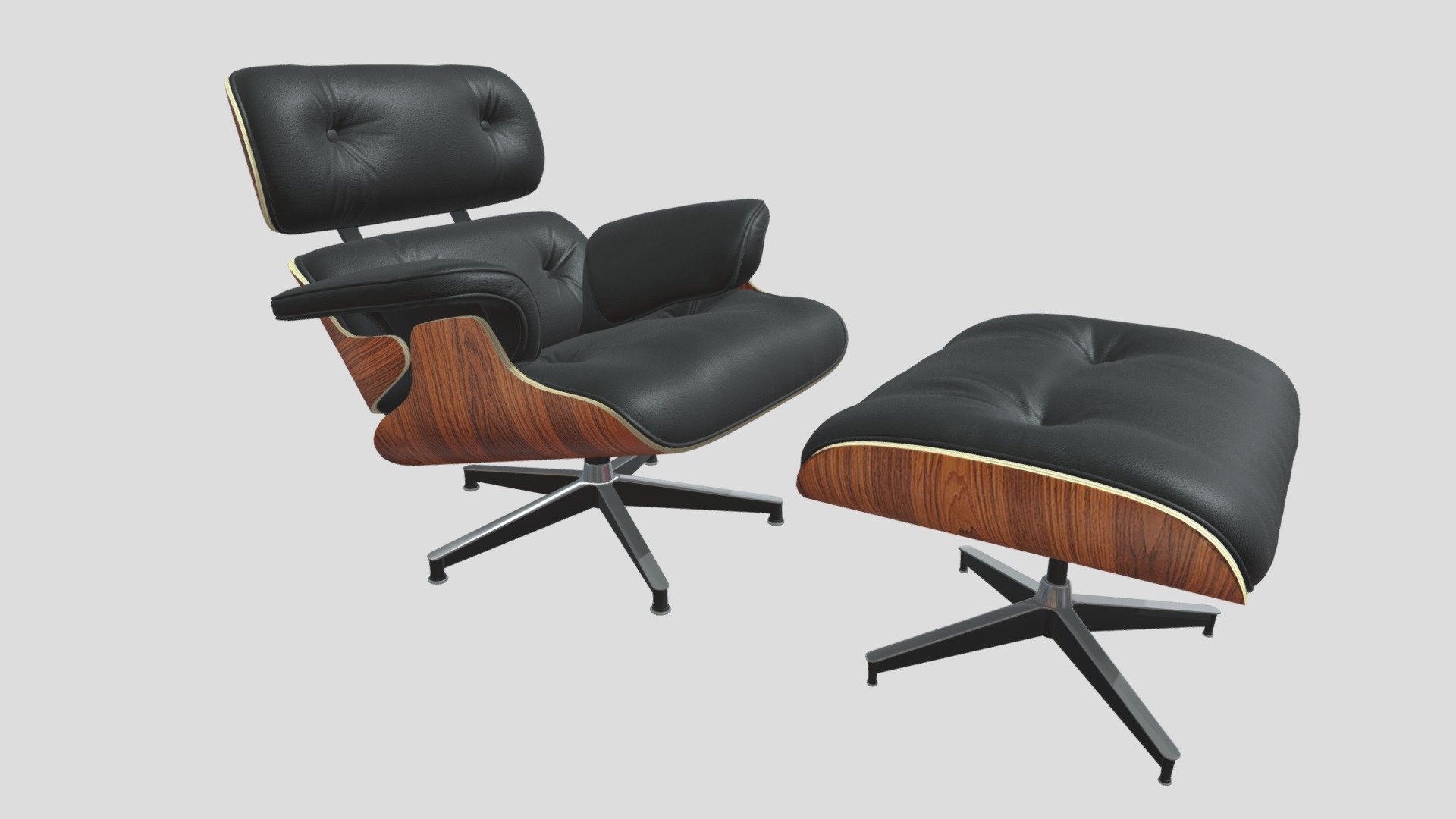 Asukale Mid‑Century Chaise Lounge Chair Ottoman - 3D model by FaHaD ...