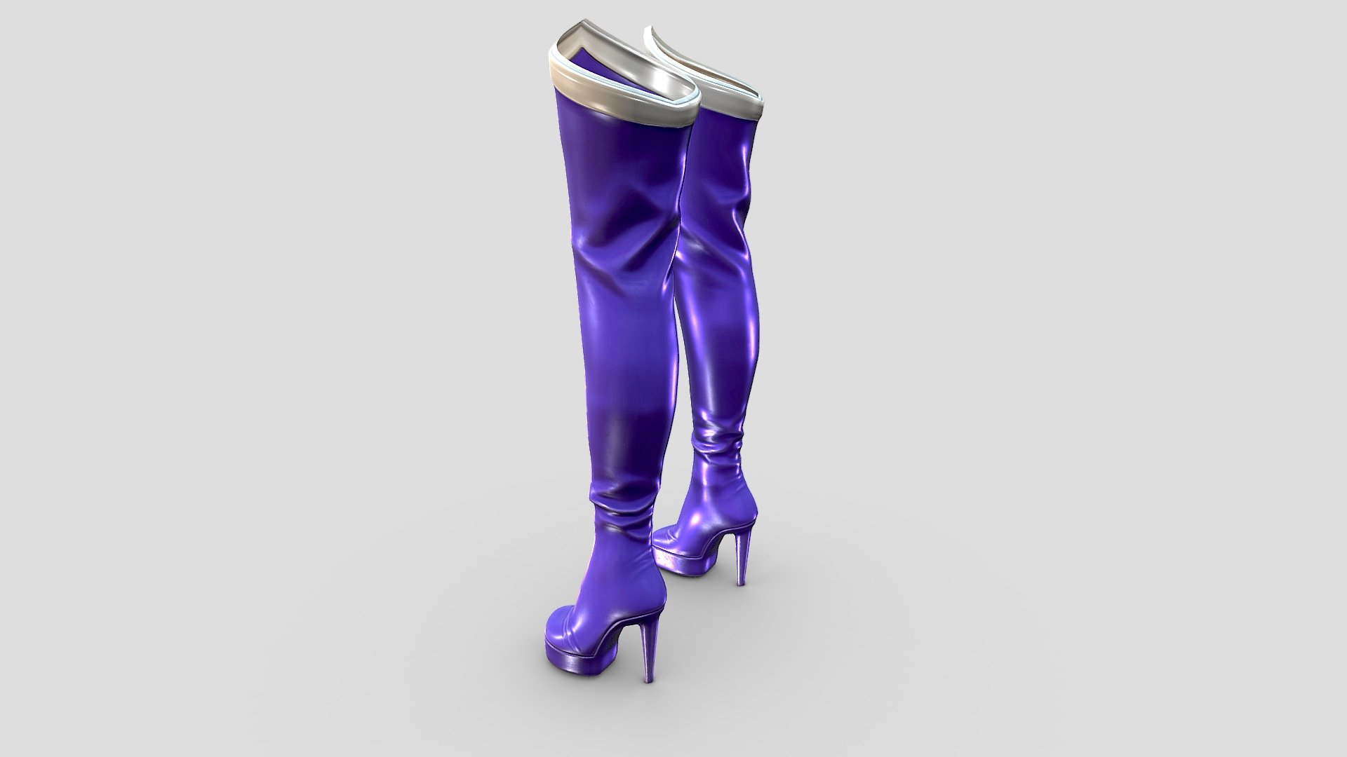 Female Blue High Heels Thigh Boots - Buy Royalty Free 3D model by 3dia ...