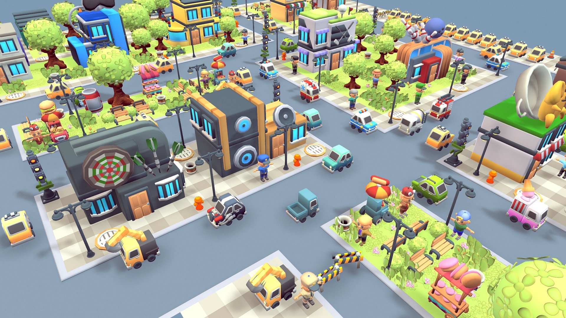 Cute Town Asset Pack - Buy Royalty Free 3D model by LowPolyBoy [70cf755 ...