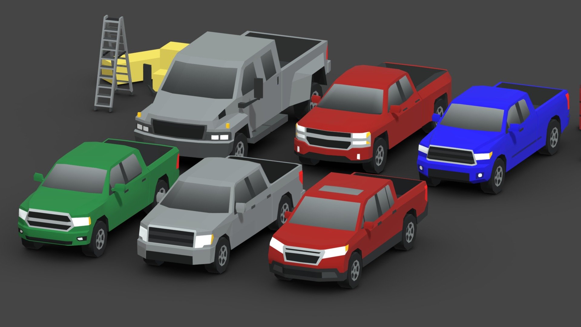 Han66st - Low Poly Pickup Truck Pack - Buy Royalty Free 3D model by ...