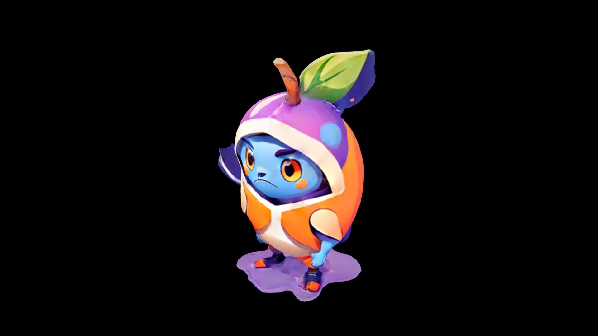 A character design of a blue creature wearing a - Download Free 3D ...