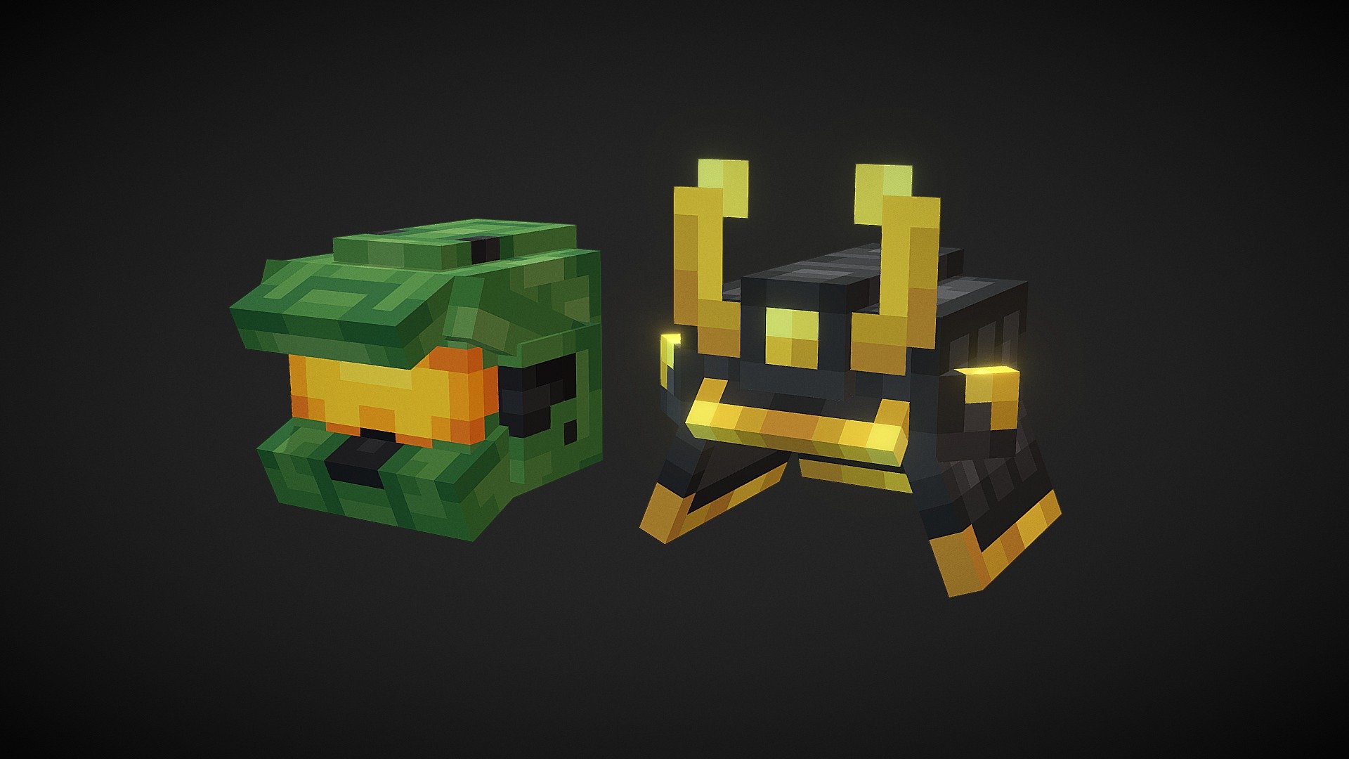 Samurai & Master Chief Helmet - 3D model by NatureBuilder [70f4dae ...
