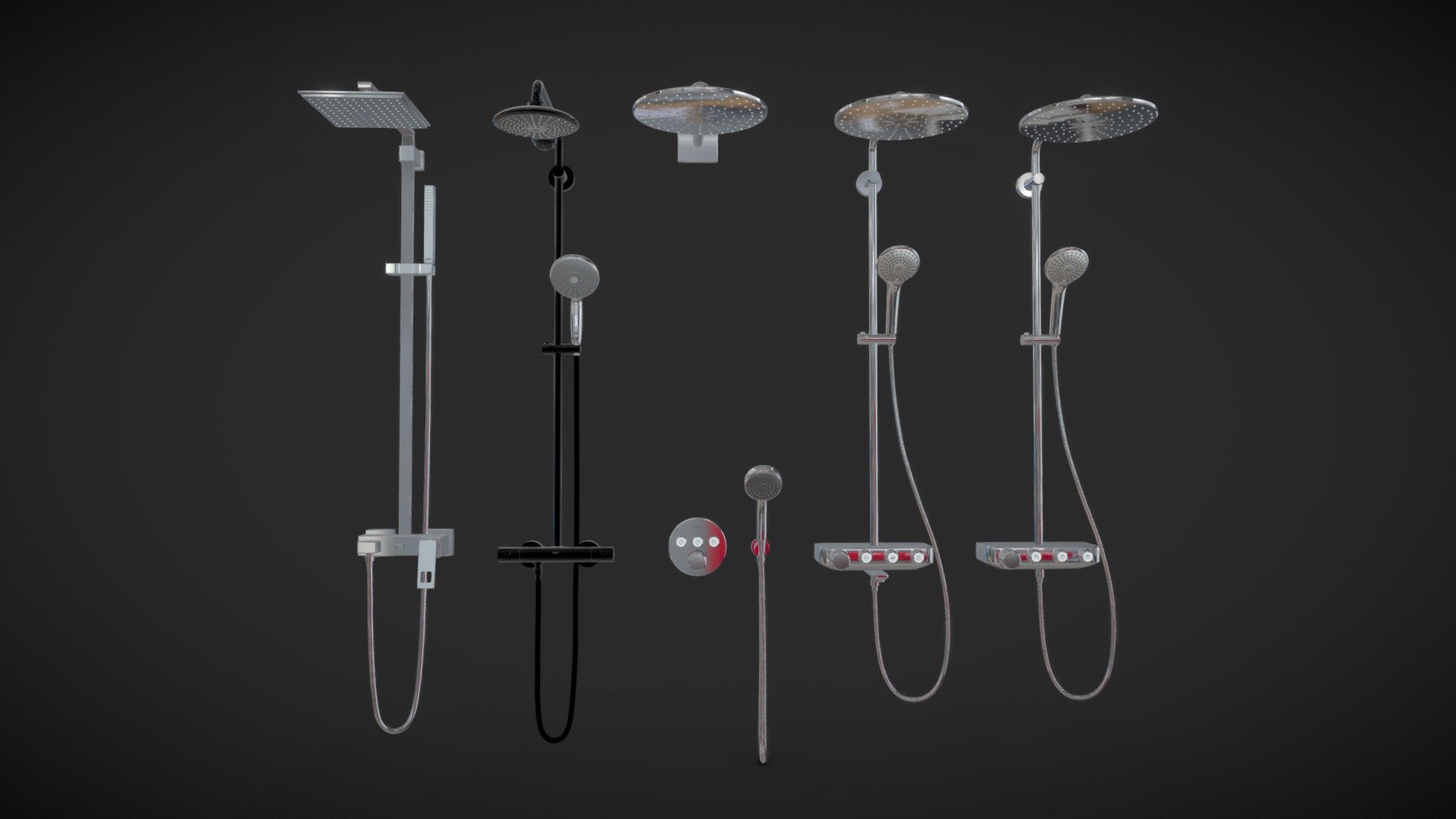 Shower systems GROHE set 107 - Buy Royalty Free 3D model by madMIX ...