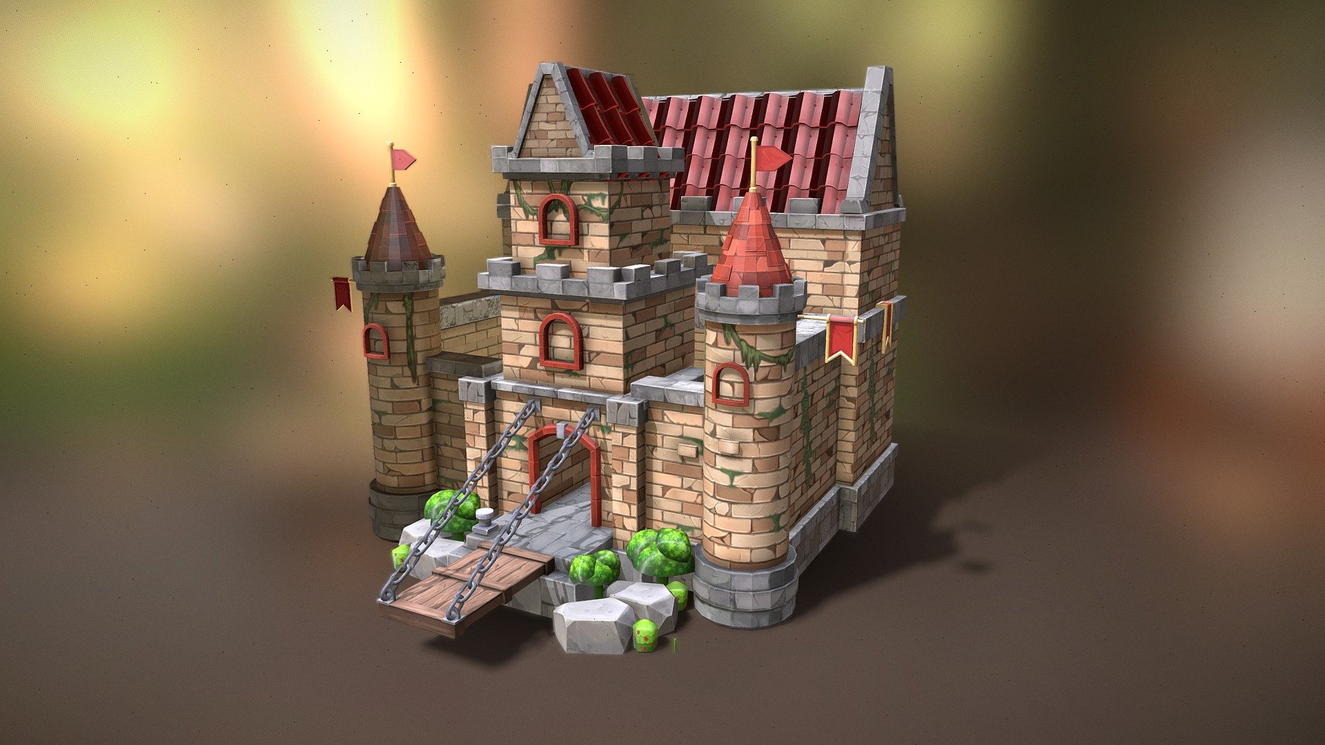 red roof castle - 3D model by wkdbs1211 [7104e47] - Sketchfab