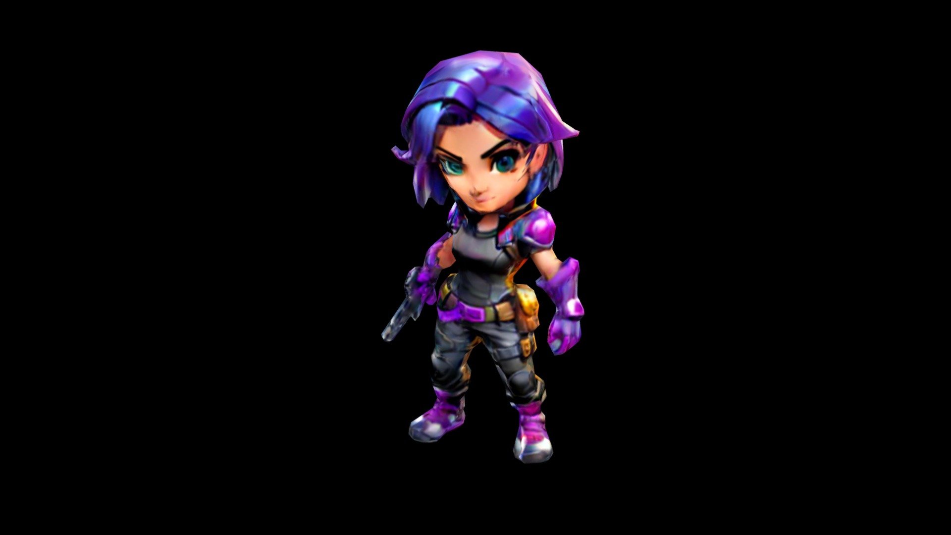Female Video Game Character with Purple Hair and - Download Free 3D ...