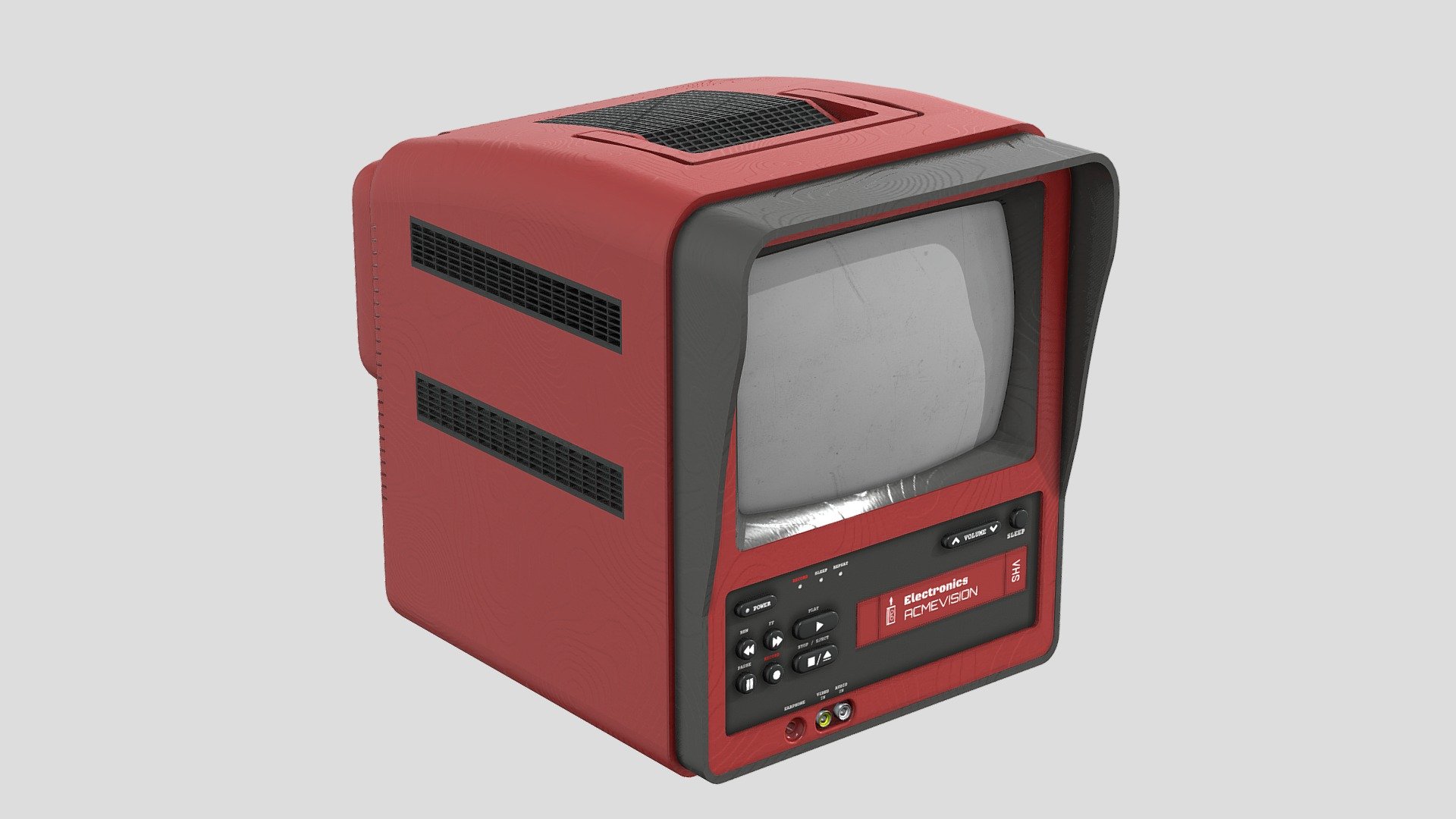 Portable TV VHS Combo (Red) - Buy Royalty Free 3D model by VaultPhil ...