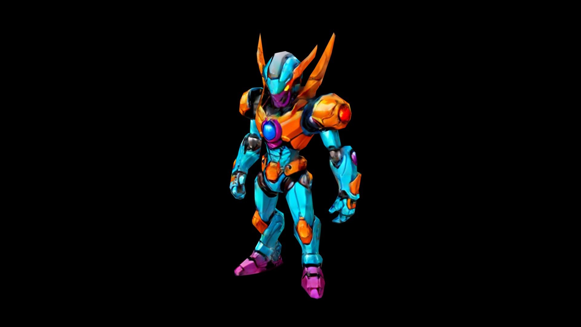 An illustration of a powerful robot with blue an - Download Free 3D ...