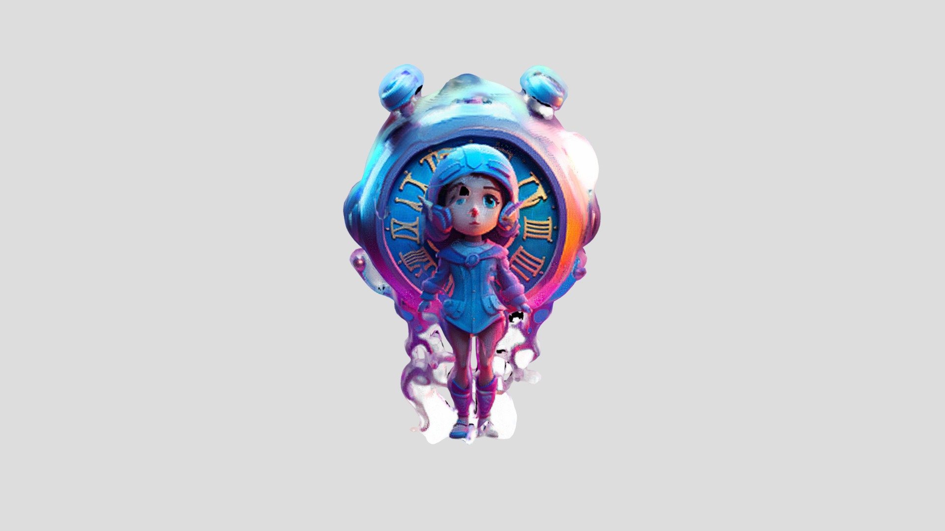 Stylish Girl with a Clock on Her Back A styli - Download Free 3D model ...