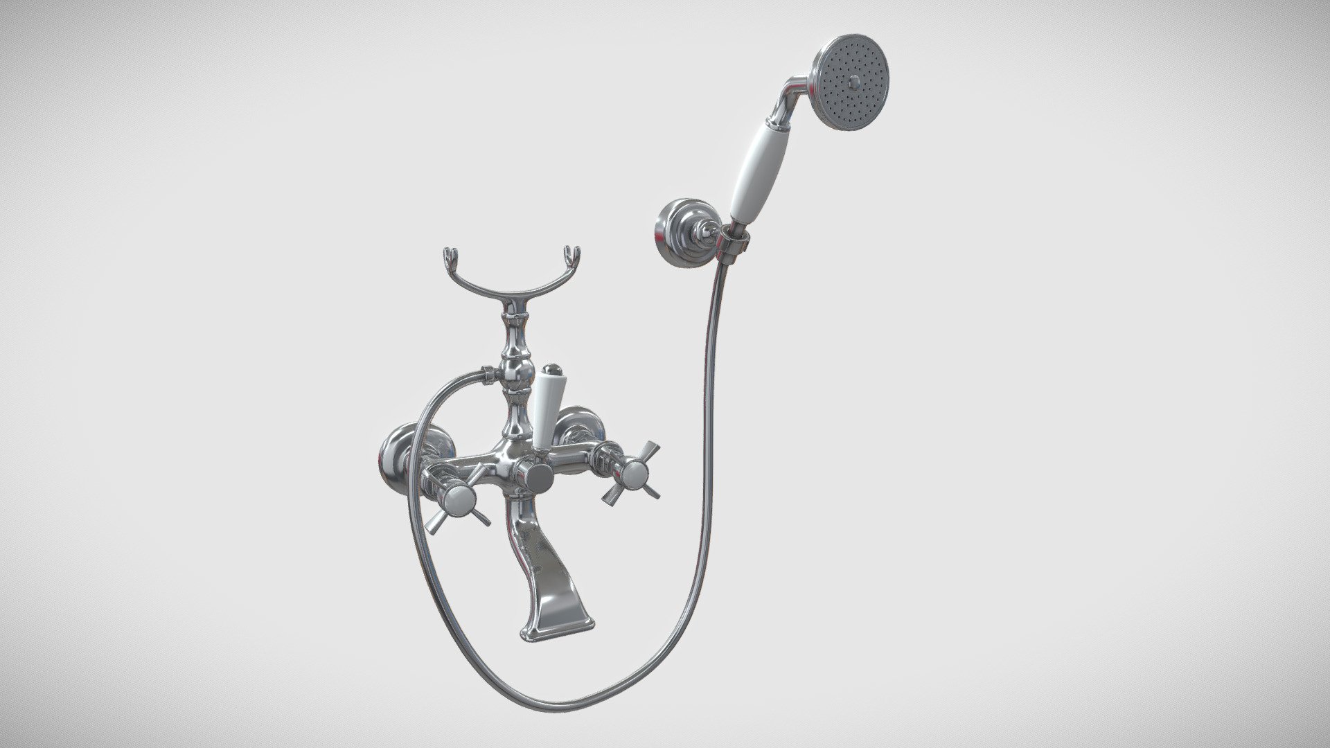 Classic Bath Mixer with Handheld Shower - Buy Royalty Free 3D model by ...