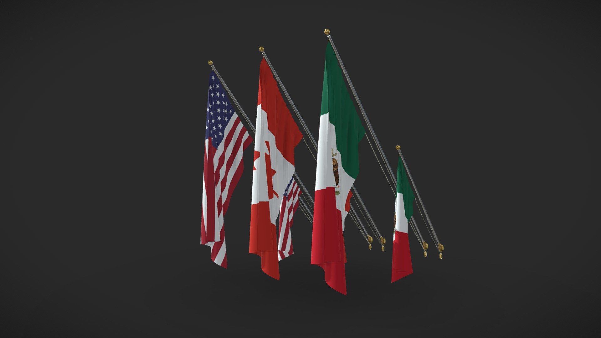 Wall Mounted Flag Pole. Archviz Ready - Buy Royalty Free 3D model by ...