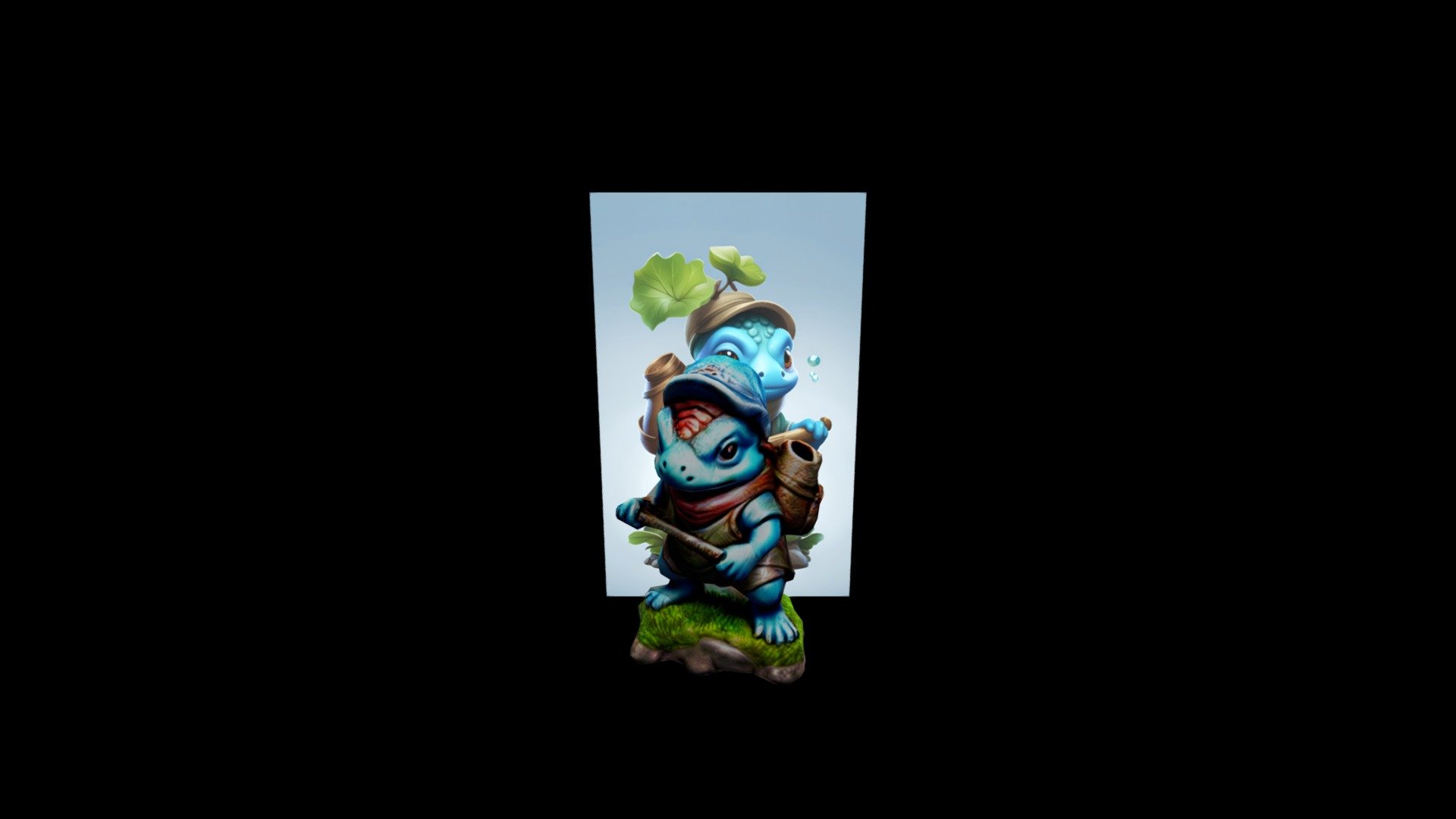 figurine of a blue alien holding a leafy plant. - Download Free 3D ...
